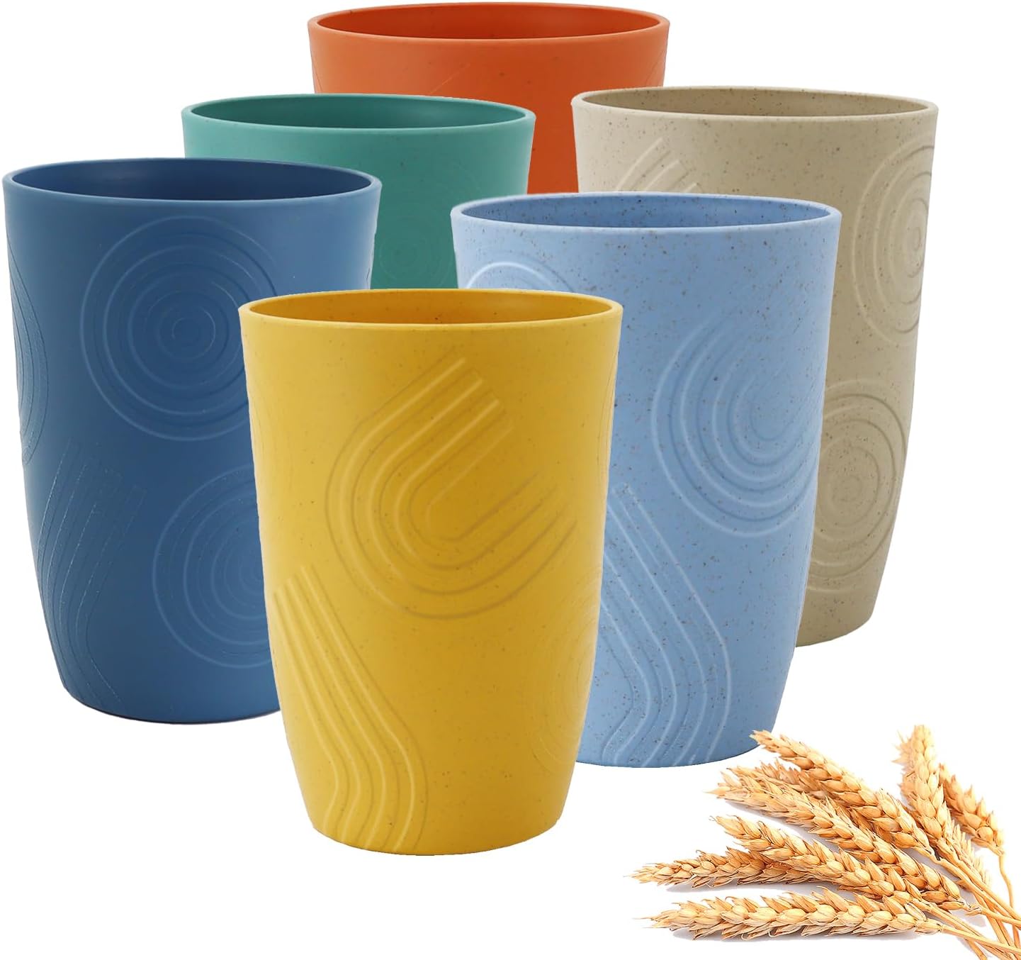 Amazon.com | BUSOKIP Wheat Straw Cups 6 Pcs 16 OZ Plastic Cups ...