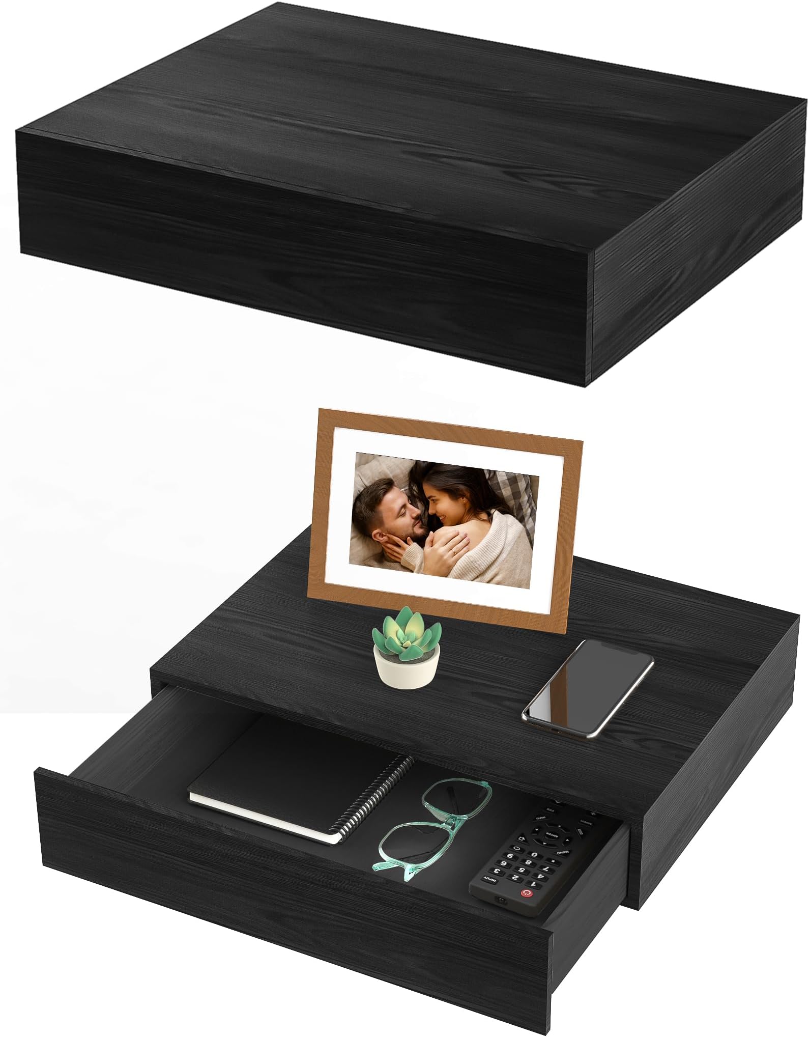 Amazon.com: NiHome 2 Packs Floating Shelf with Drawer, Floating ...