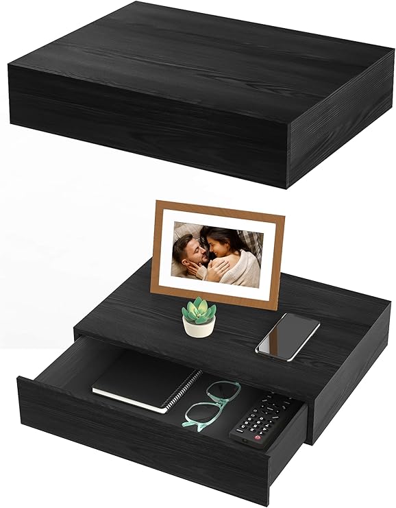 Amazon.com: NiHome 2 Packs Floating Shelf with Drawer, Floating ...