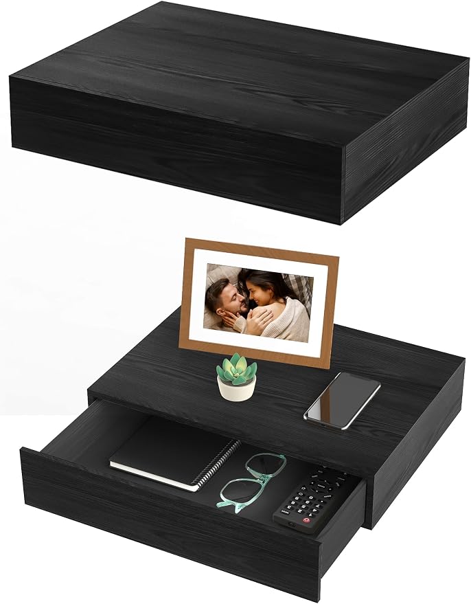 Amazon.com: NiHome 2 Packs Floating Shelf with Drawer, Floating ...