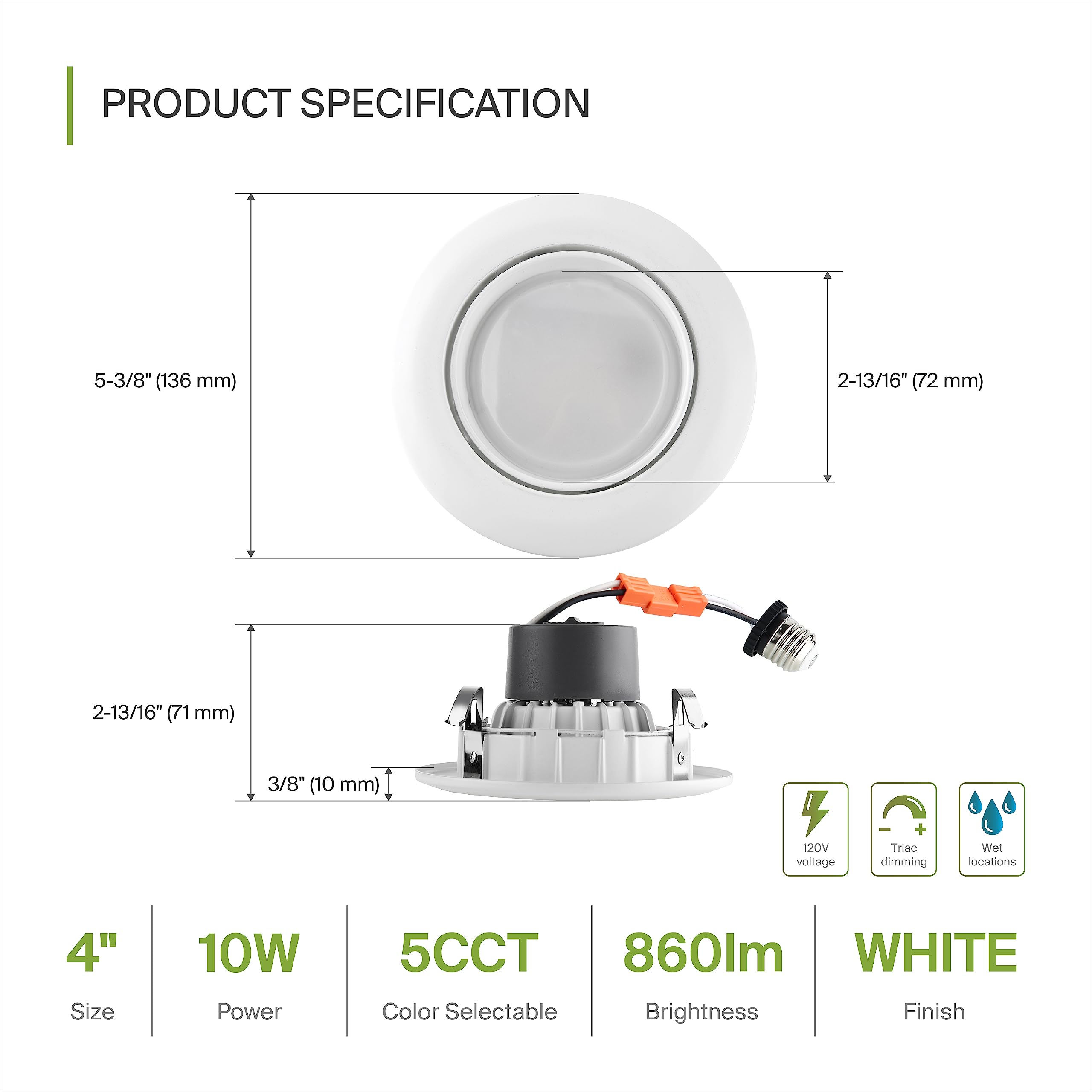 Snapklik.com : ASD 4 Inch Gimbal Retrofit LED Can Recessed Lighting ...