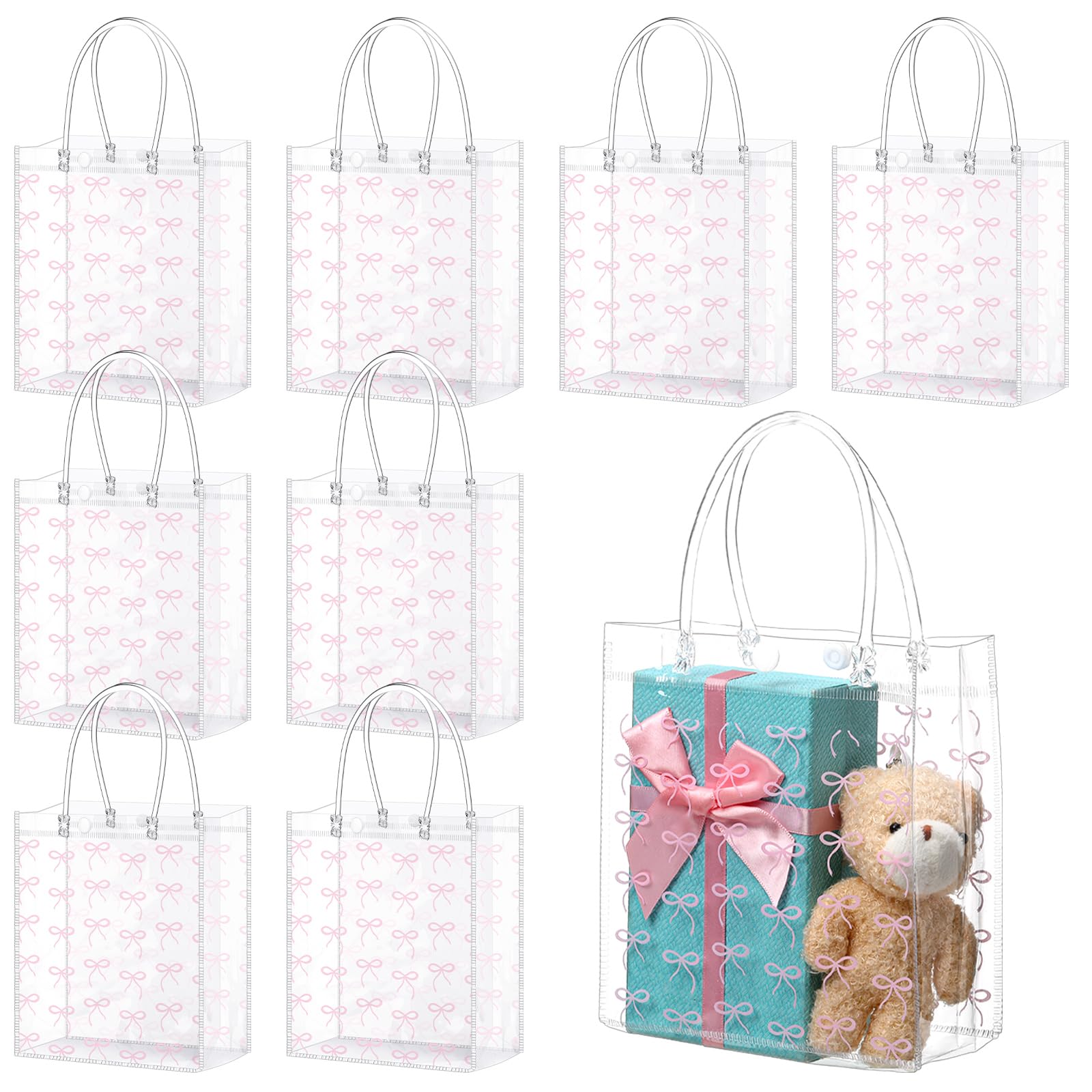Amazon.com: Sweetude 24 Pcs Coquette Bow Gift Bags Bow PVC Clear Gift ...