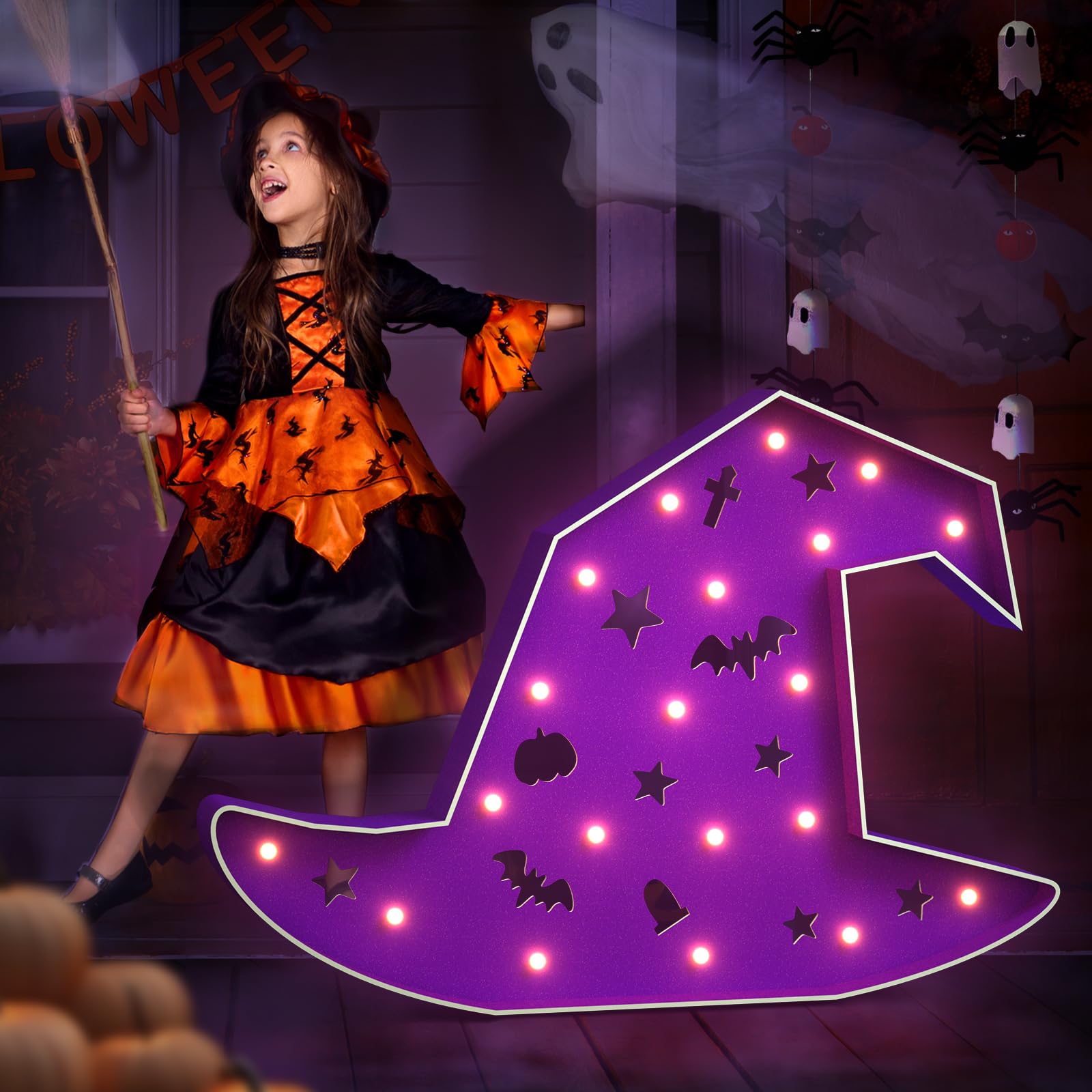 Snapklik.com : Imprsv 2.4 FT Halloween Witch Hats Decorations, Lighted ...