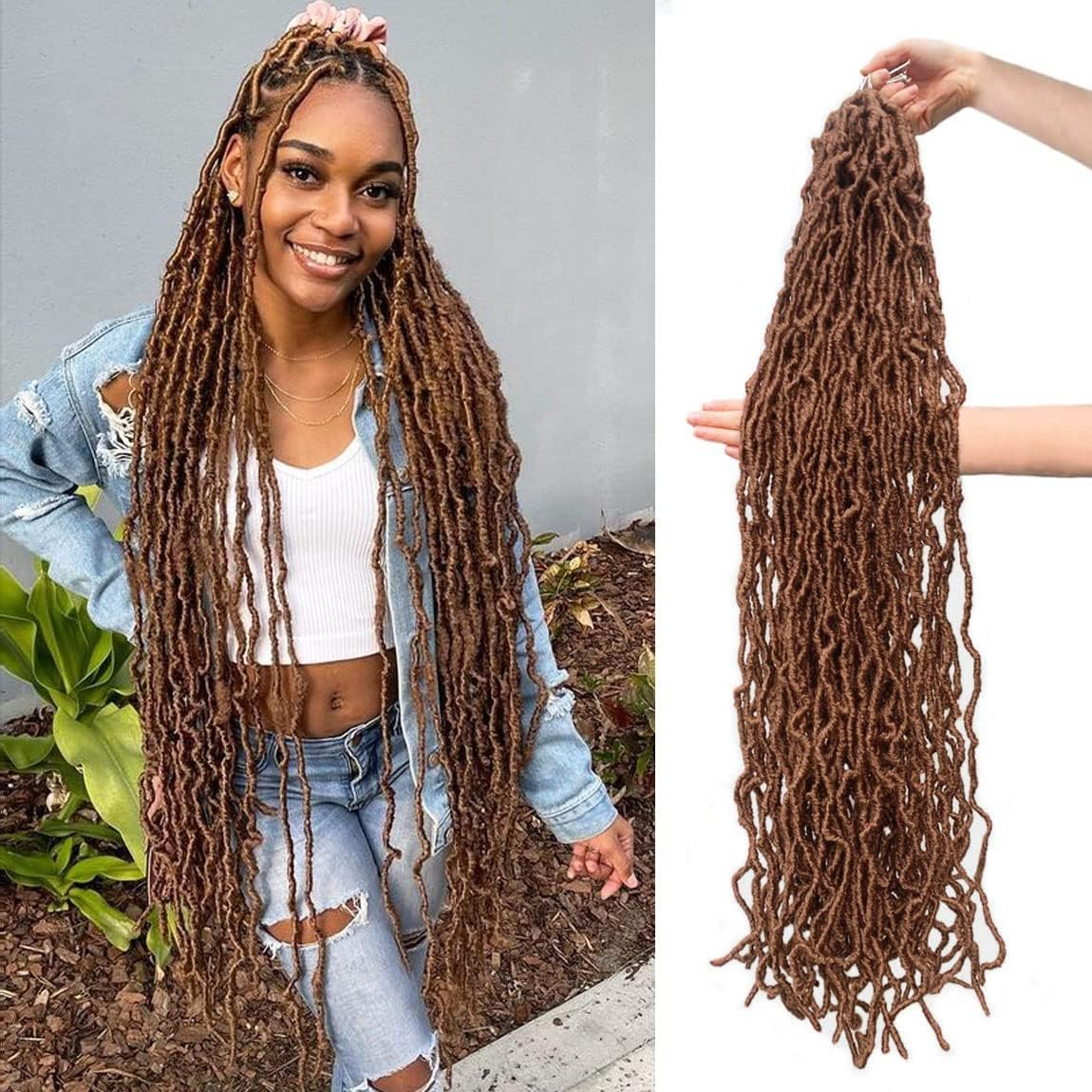 Amazon.com : Brown Soft Locs 36 Inch 7 Packs Faux Locs Color 30 Crochet ...