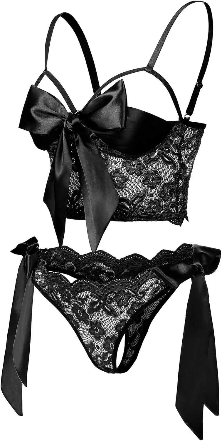 Aranmei Womens Lingerie Set 2 Piece Bra and Panty sets Black at Amazon ...