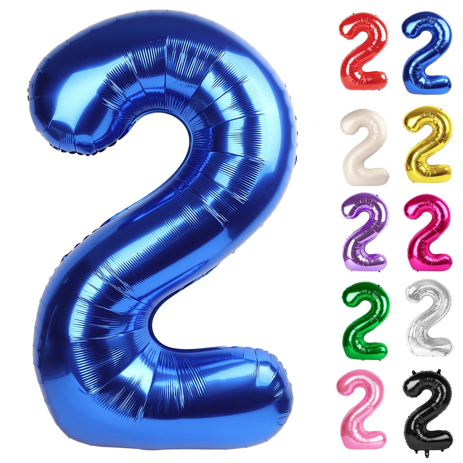 Amazon.com: Metallic Blue Number 2 Balloon 40 Inch, 2 Balloon Number ...