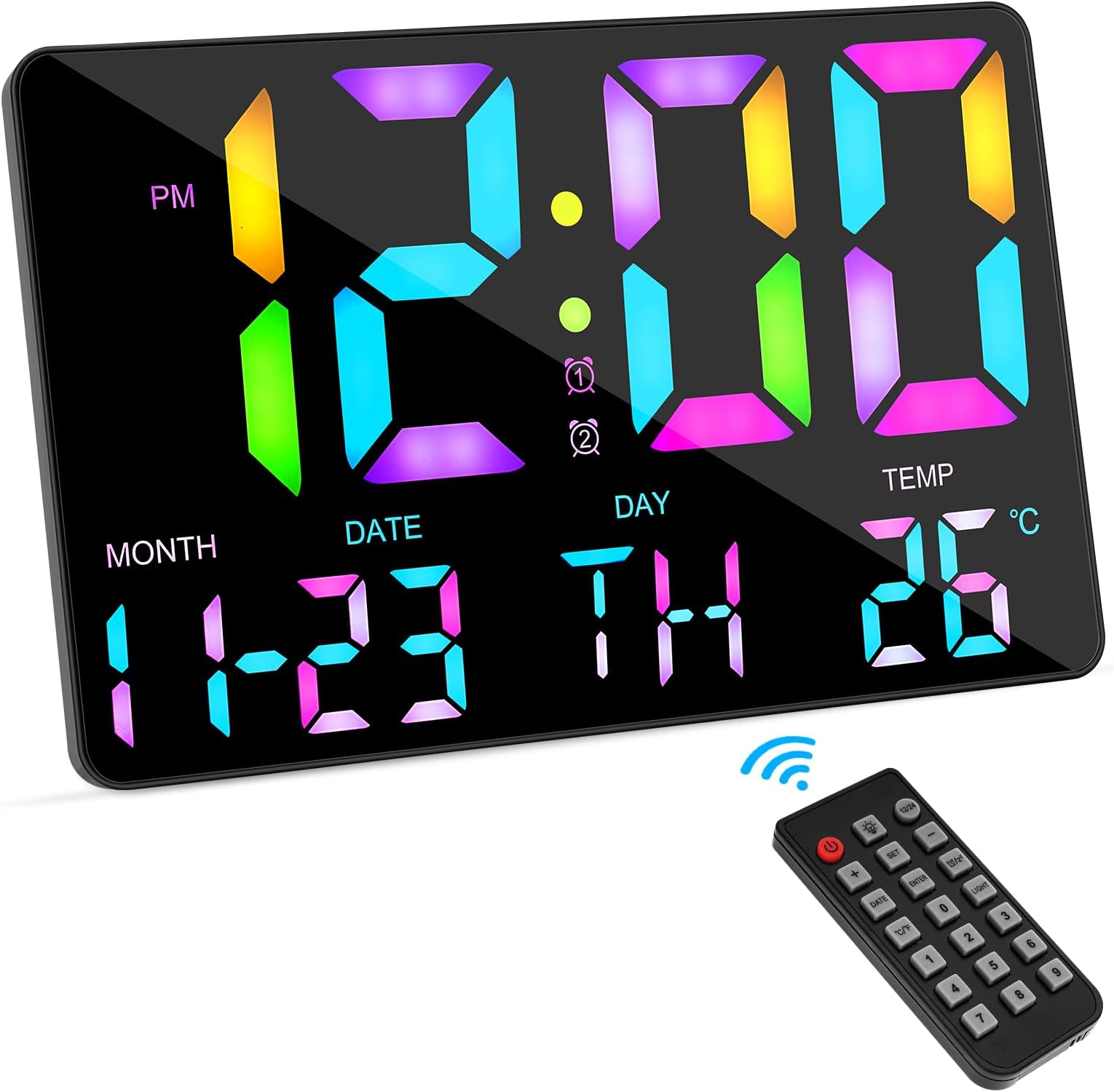 Amazon.com: Welltop Digital Wall Clock Large Display, 11.5" Large LED ...