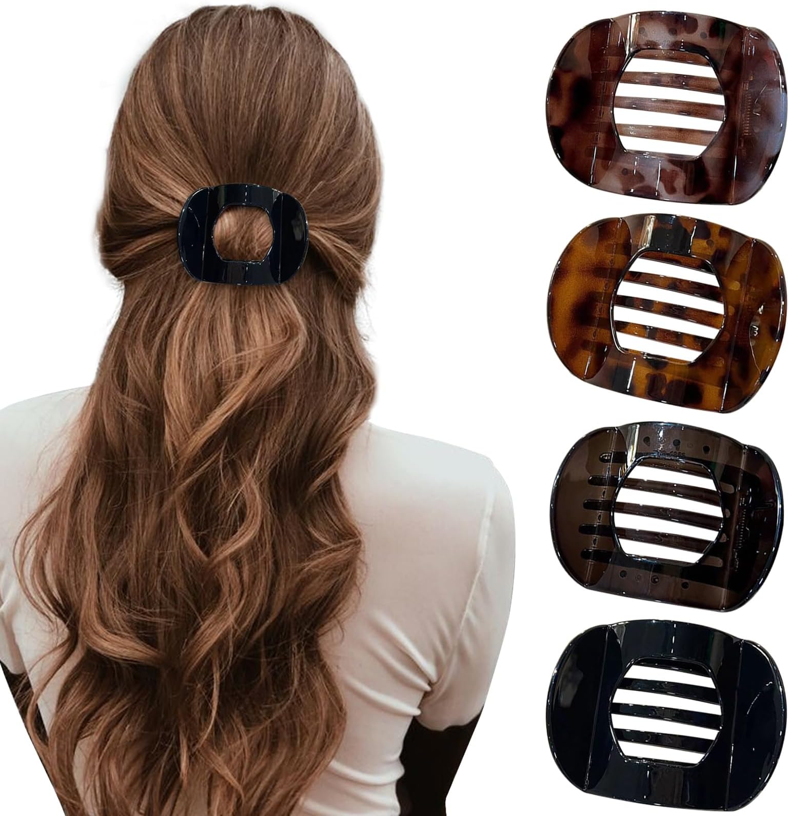 Amazon.com : papasgix 4 PCS Flat Hair Clips, Flat Claw Clips for Women ...