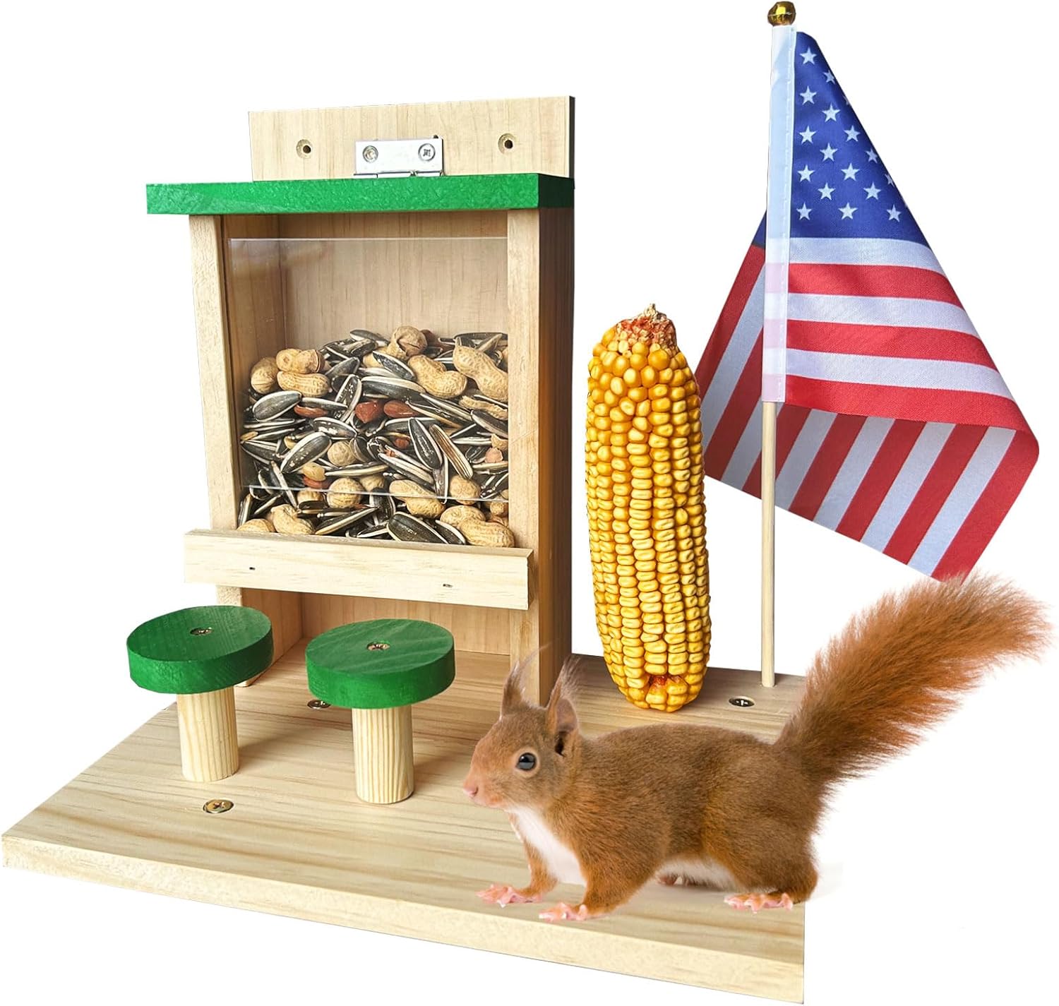 Amazon.com : LENEDI Wood Squirrel Feeder for Outside, Squirrel Picnic ...