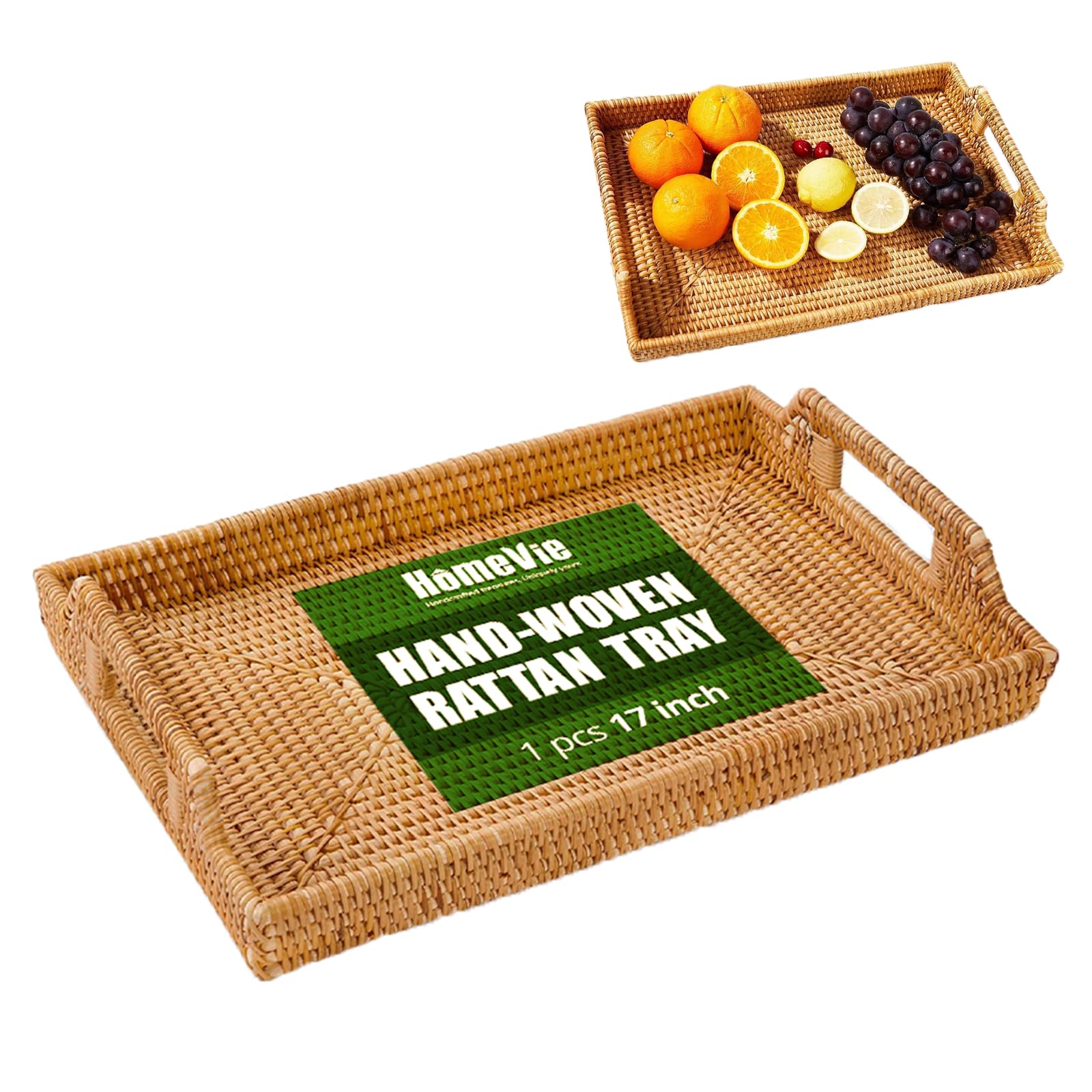 Amazon.com: Artisan-Crafted 17'' Flat-Edged Rattan Tray Rectangle, 1 ...