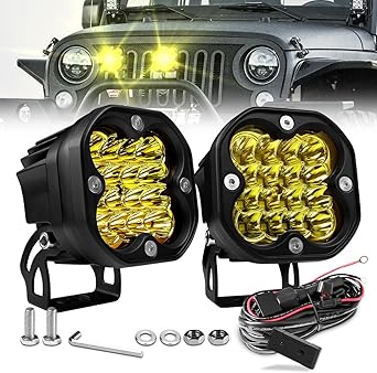 Amazon.com: BWCarid 3 Inch Amber LED Pods 2Pcs 50W LED Cubes Spot Driving fog light Ditch Light ...