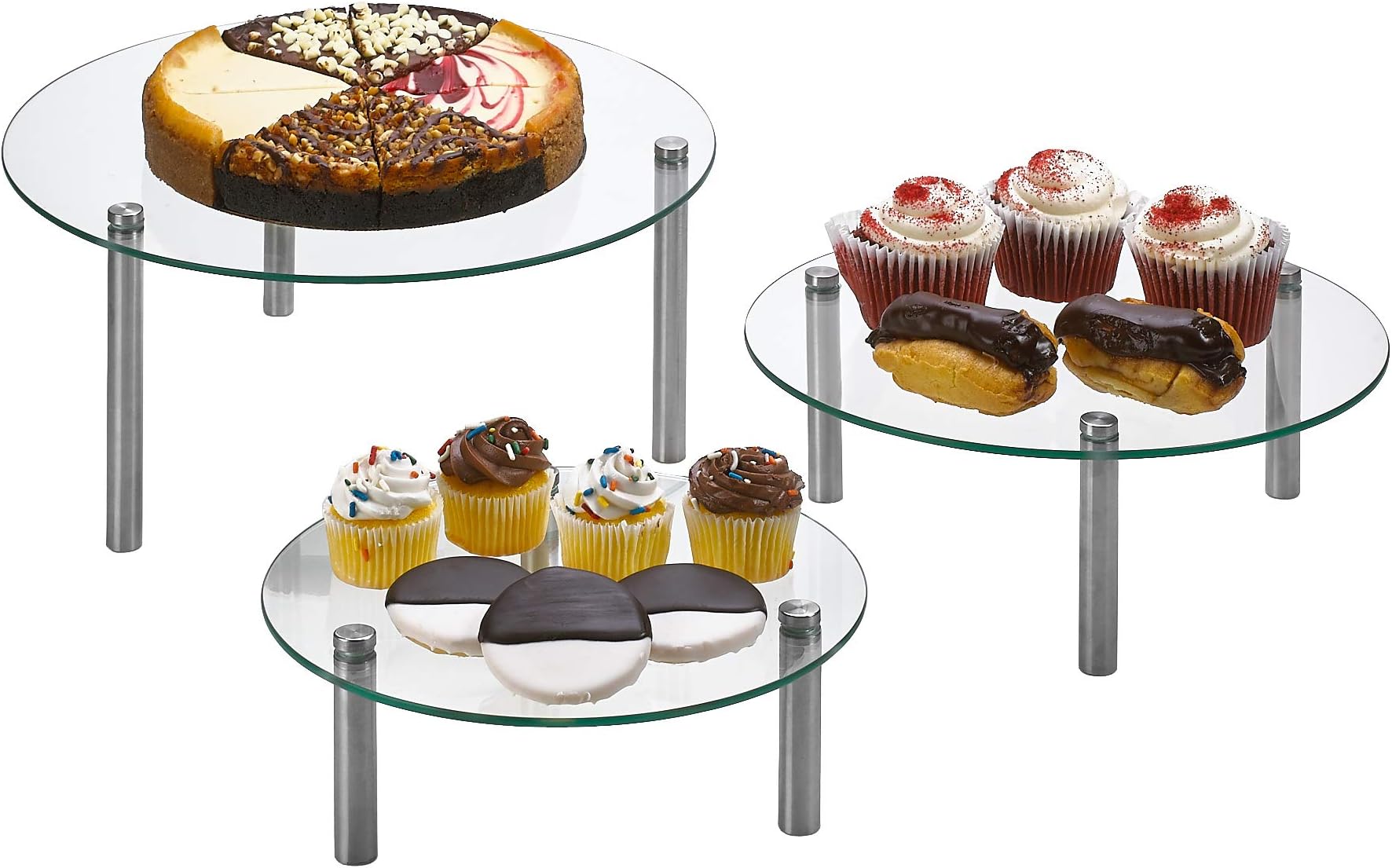 Amazon.com: 3 Tier Round Tempered Glass Display Stand 9, 11, 13” for ...