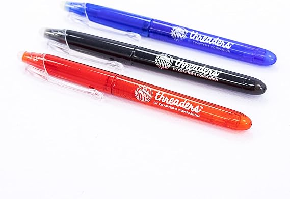 Threaders Erasable Sewing Marker Pens-Pack of 3, Including Blue, Red ...