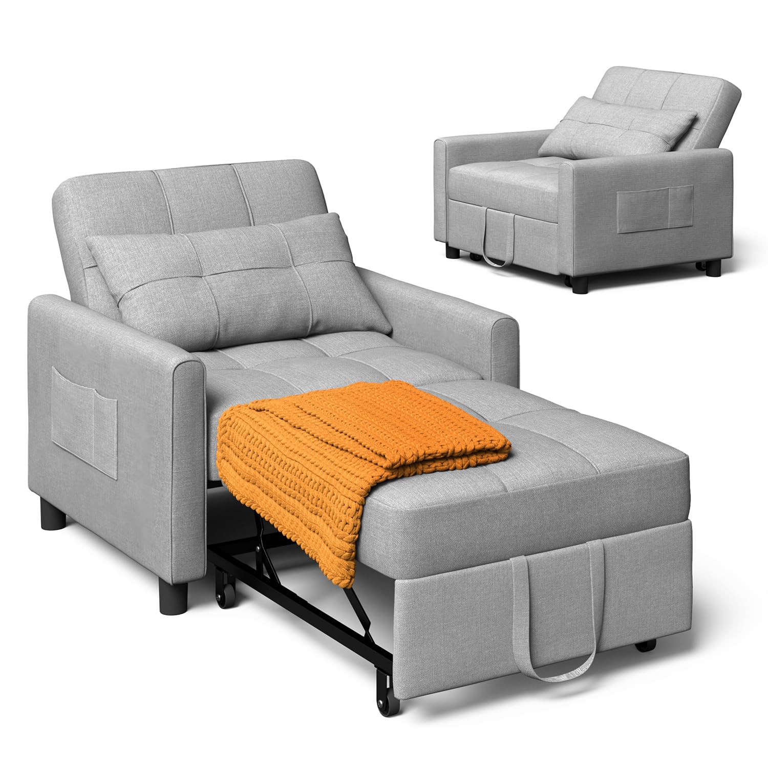 Xbro Fauteuil-lit 3 en 1 Convertible 1 Place, Fauteuil-lit avec ...