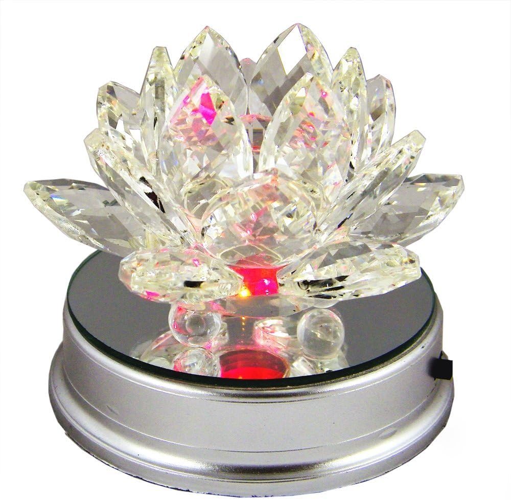Amazon.com: Amlong Crystal 4" Clear Crystal Lotus Flower with Color LED ...