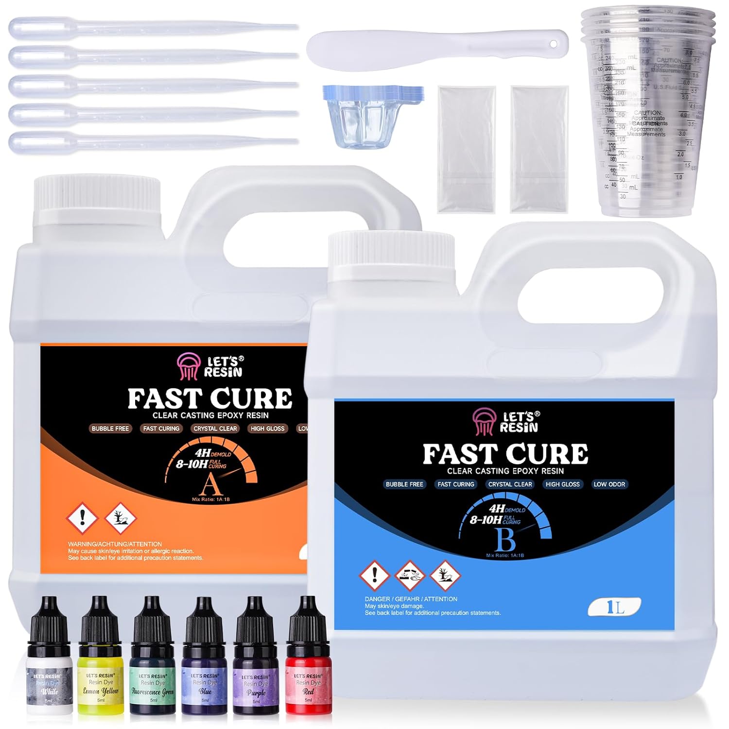 LET'S RESIN Fast Cure Epoxy Kit, Demould in 4 Hours, 2L Upgrade Quick ...
