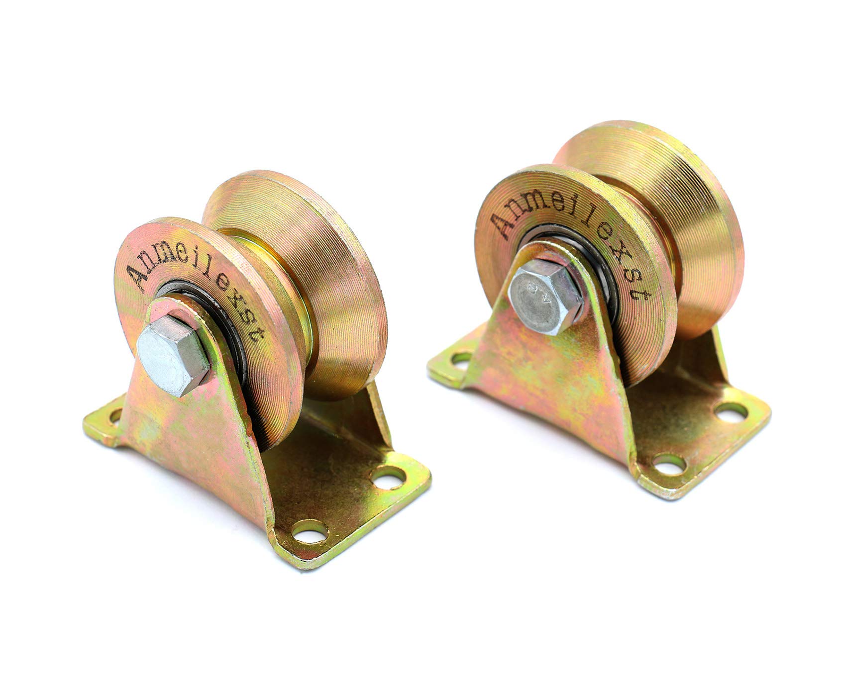 Buy Anmeilexst 2 Pcs 2" (Color Galvanizing) V-Groove Track Wheel ...