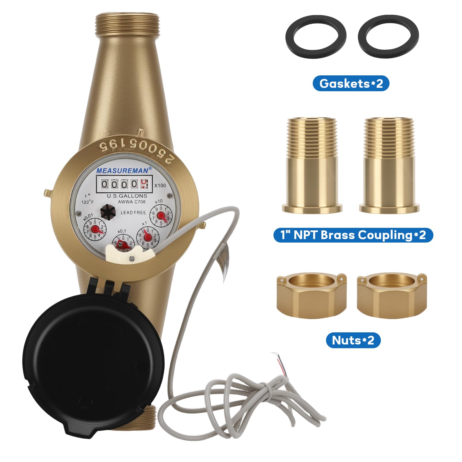 Snapklik.com : DN-25 1” Multi-Jet Pulsed Water Meter Brass Body High ...