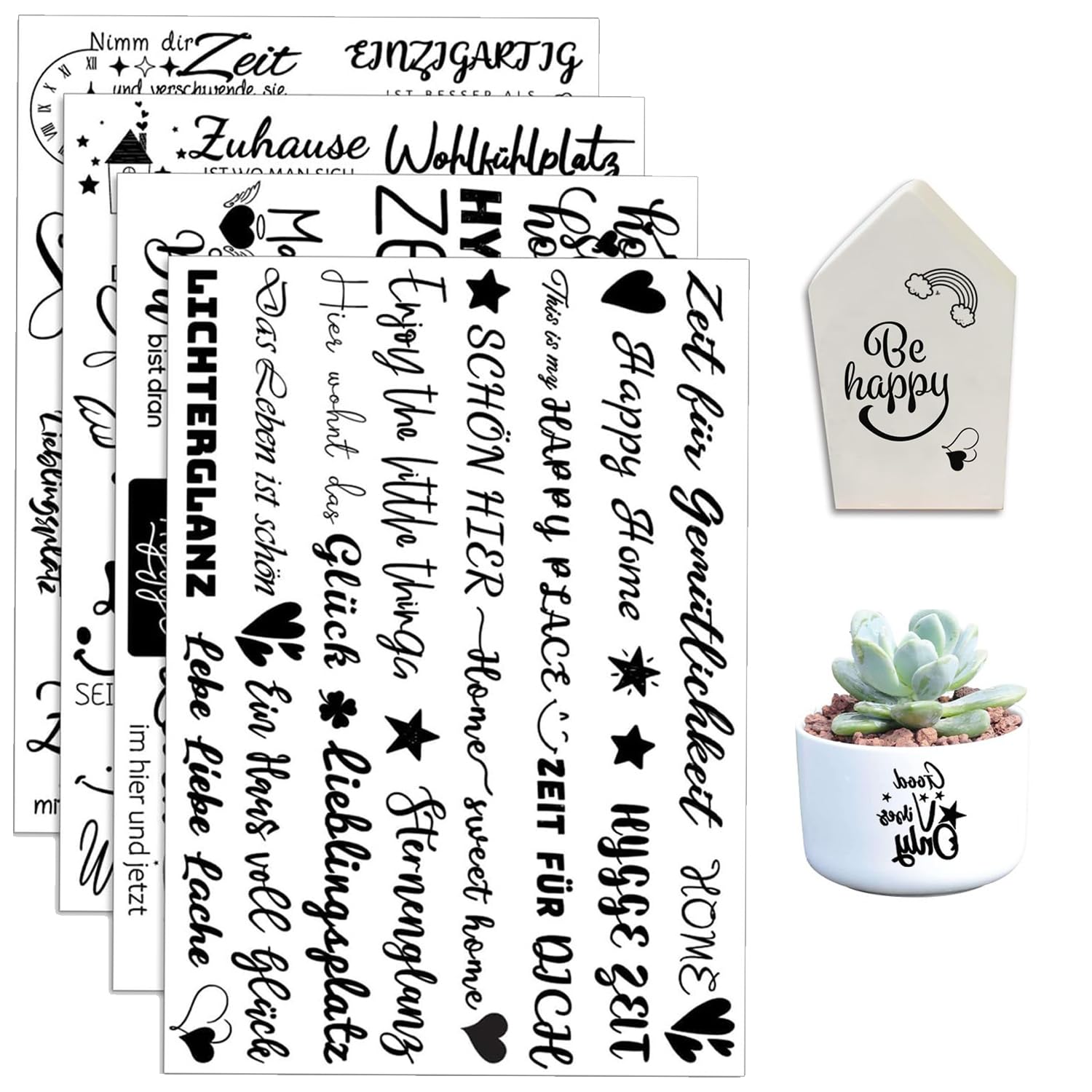 Amazon.com: Pack of 4 Rub On Sticker Transfer Stickers, Rub Ons ...