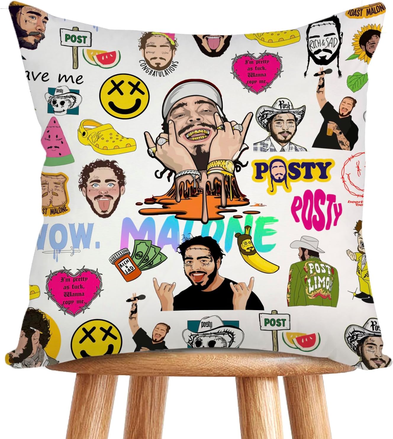 Amazon.com: SUNFYCN Singer Malone Inspired Throw Pillow Covers, Fans ...