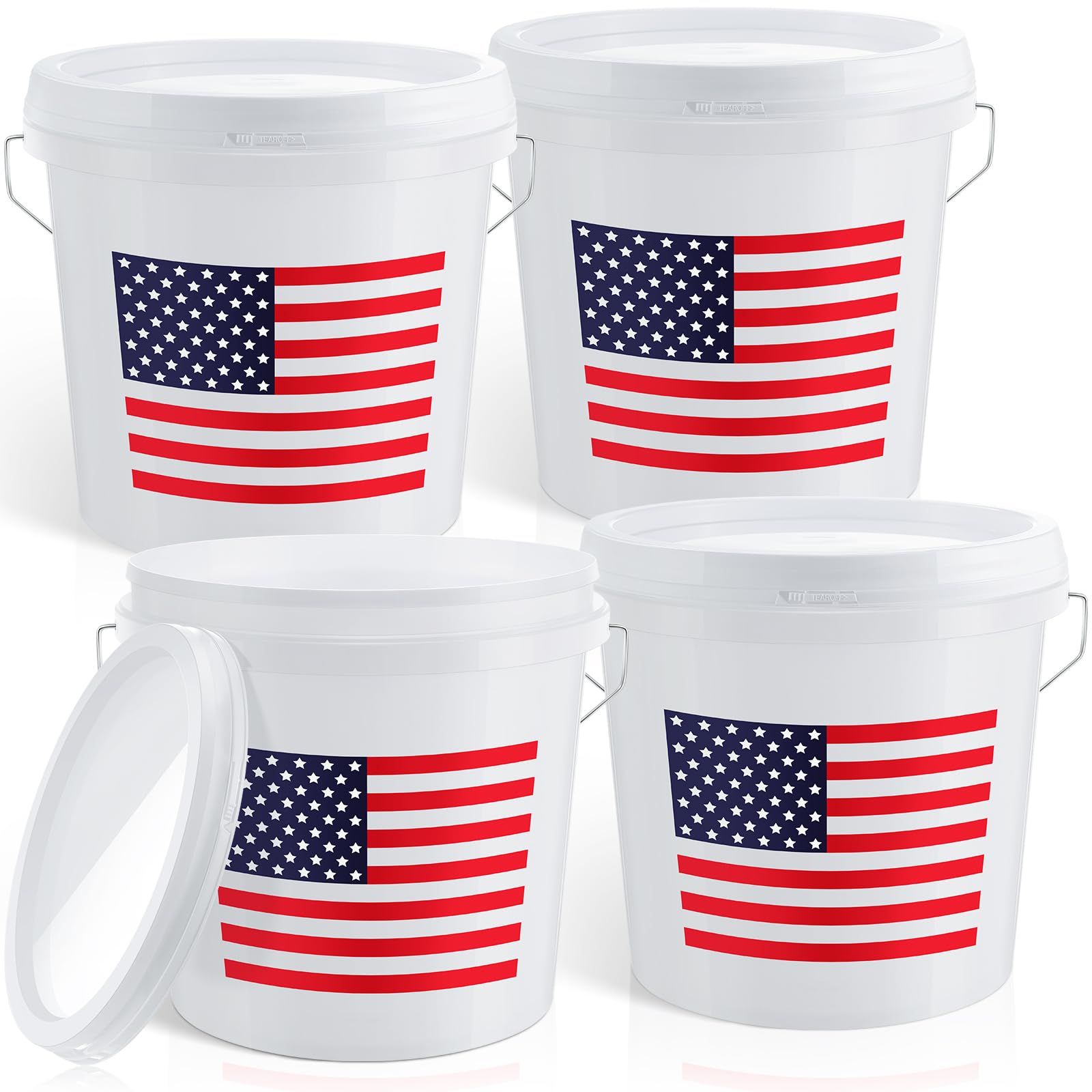 Amazon.com: Threehoney 4 Pcs 2 Gallon Bucket with Lid White Heavy Duty ...