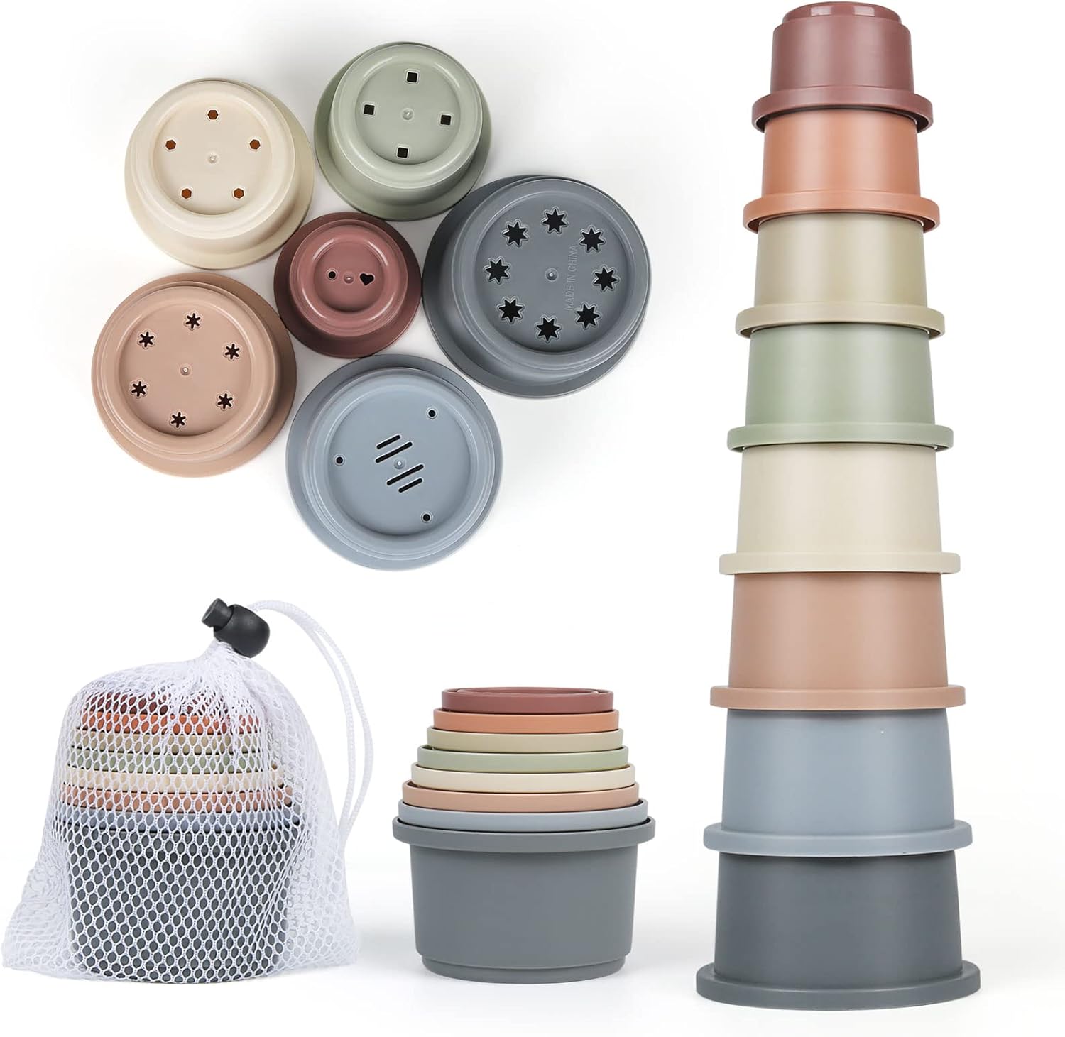 Stacking Cups Baby Bath Toy, Toddler Nest Cup Set Toy for Boys and ...