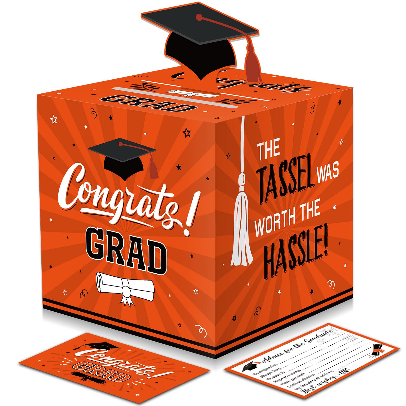 Funrous Large 2024 Graduation Card Box with 30 Pcs Advice Cards Gift ...
