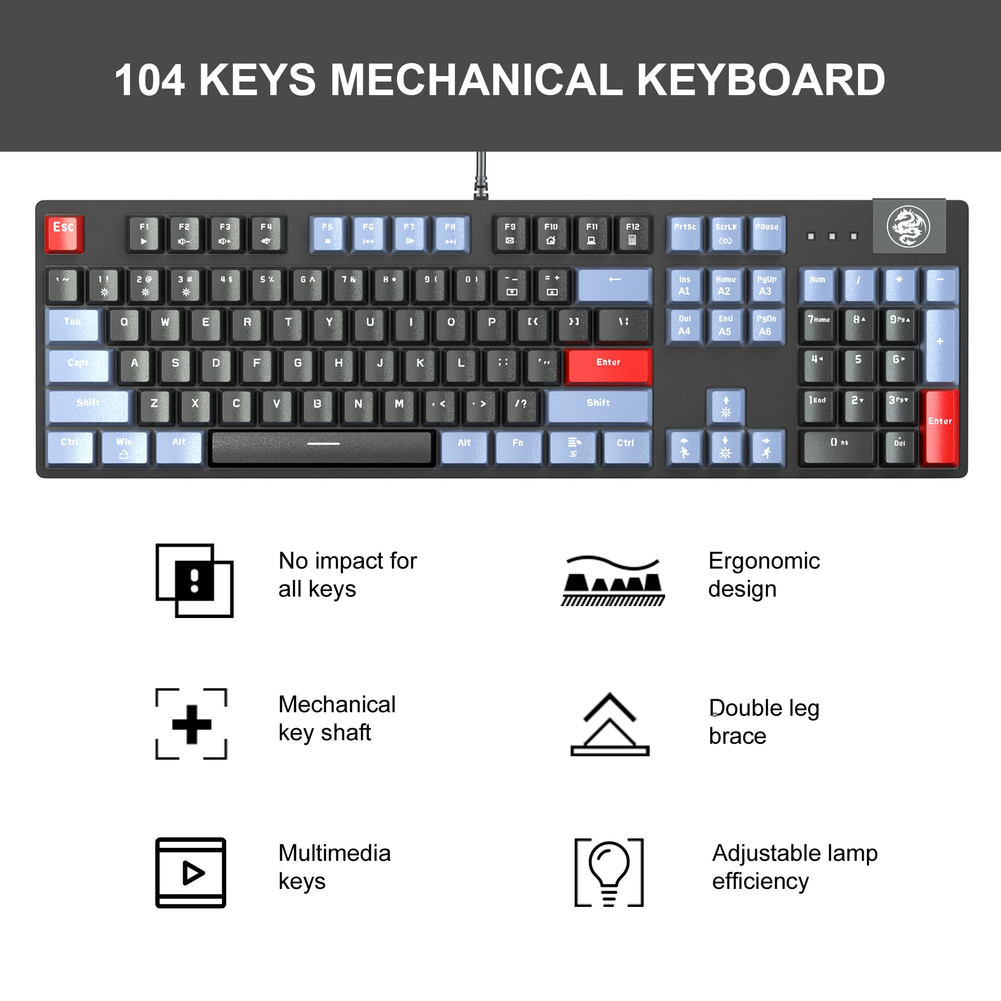 Snapklik.com : MageGee Mechanical Gaming Keyboard MK-Armor LED Blue ...