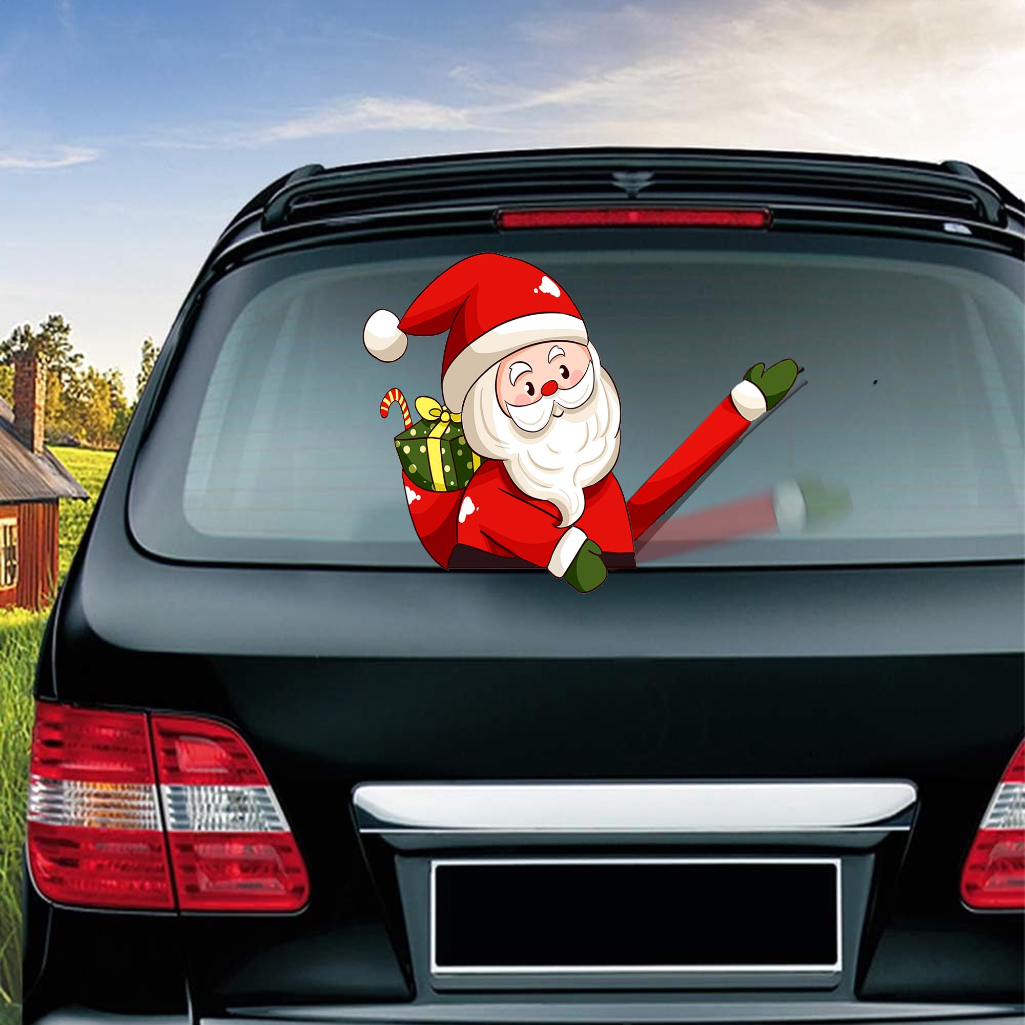 Amazon.com: KatchOn, Christmas Car Wiper Sticker - 8x9 Inch | Santa ...