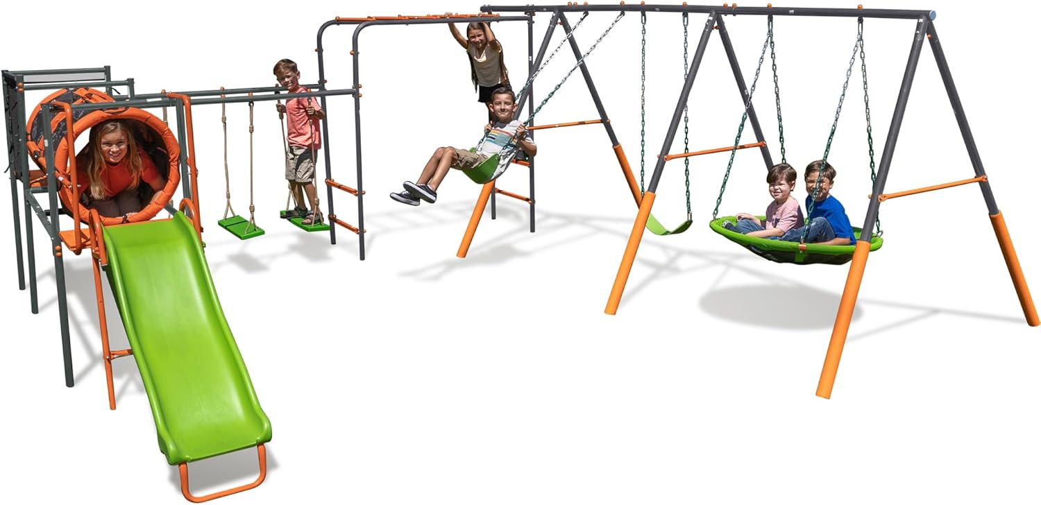Amazon.com: Jungle Warrior Big Cat Metal Swing Set: Adjustable Swings ...