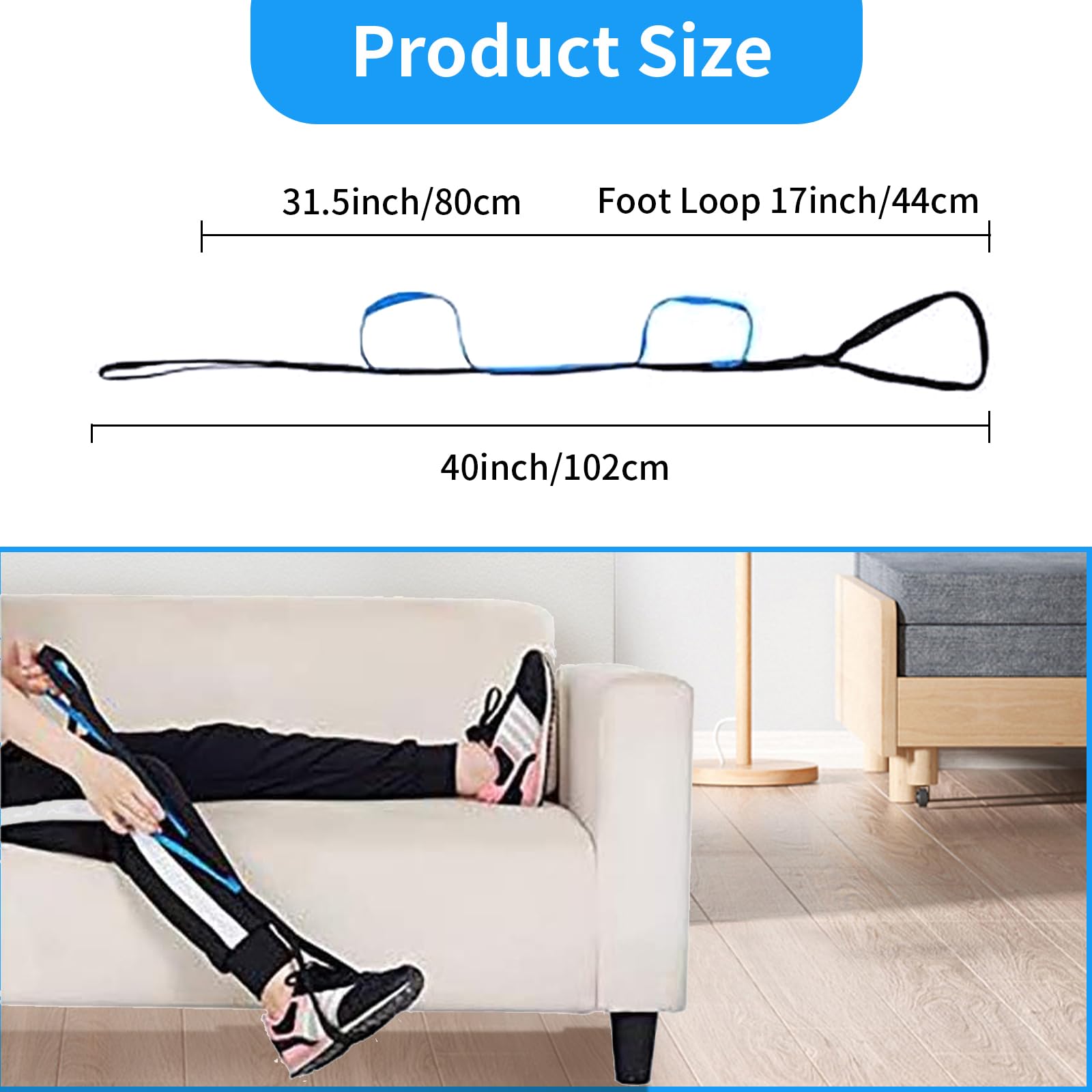 40′ Long Leg Lifter Strap with Handgrips and Feet Loop Rigid Leg Lifter ...