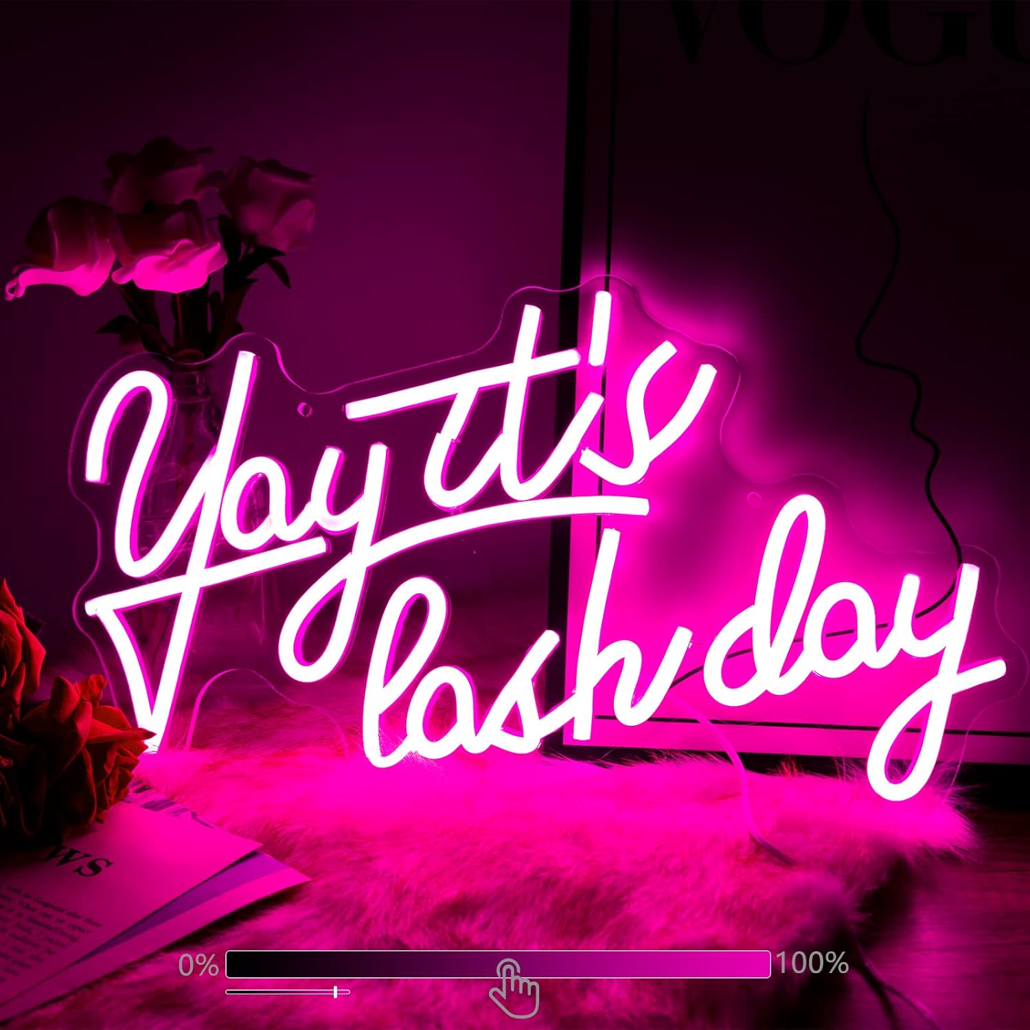 Amazon.com : Moodlion Yay It'S Lash Day Neon Sign For Wall Decor Beauty ...