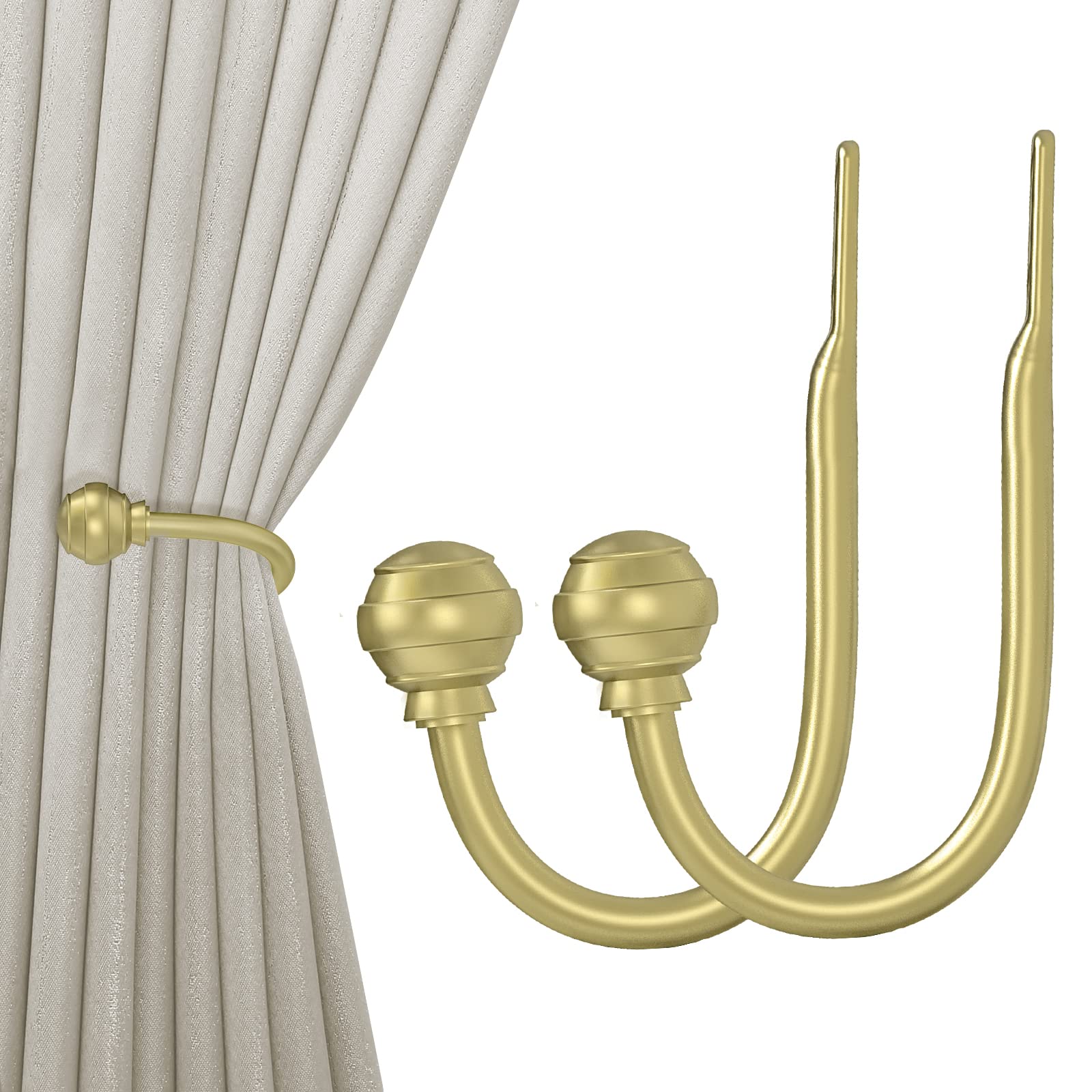 Amazon.com: Hion Curtain Holdbacks Gold 2pcs, Curtain Tiebacks Wall ...