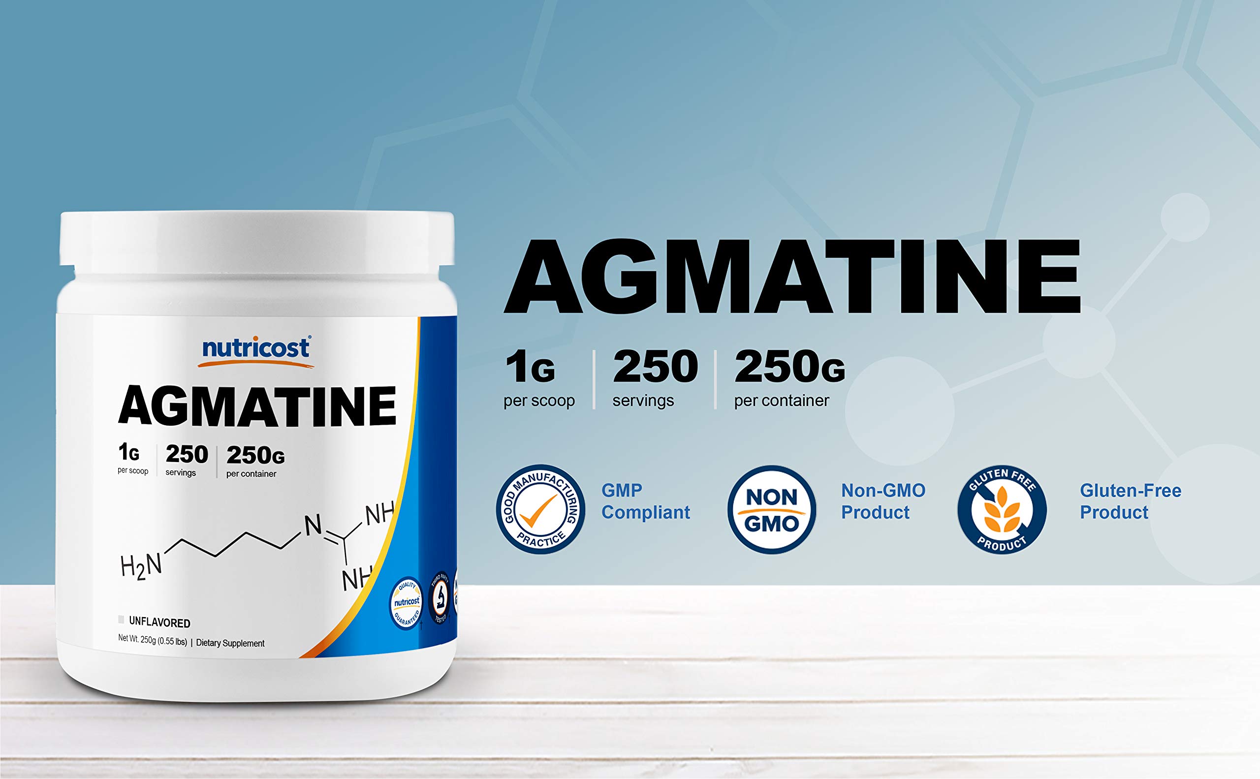 Polvo de sulfato de agmatina pura Nutricost - 250 gram...B013CUE57S ...