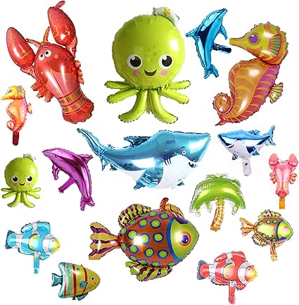 Amazon.com: Ocean Animals Foil Balloons Under the Sea Cartoon Creatures ...