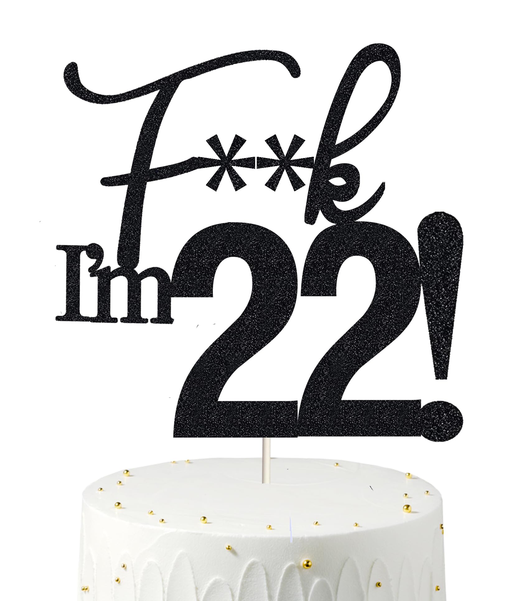 22 Cake Toppers, 22 Birthday Cake Toppers-Black Glitter, Funny 22nd ...