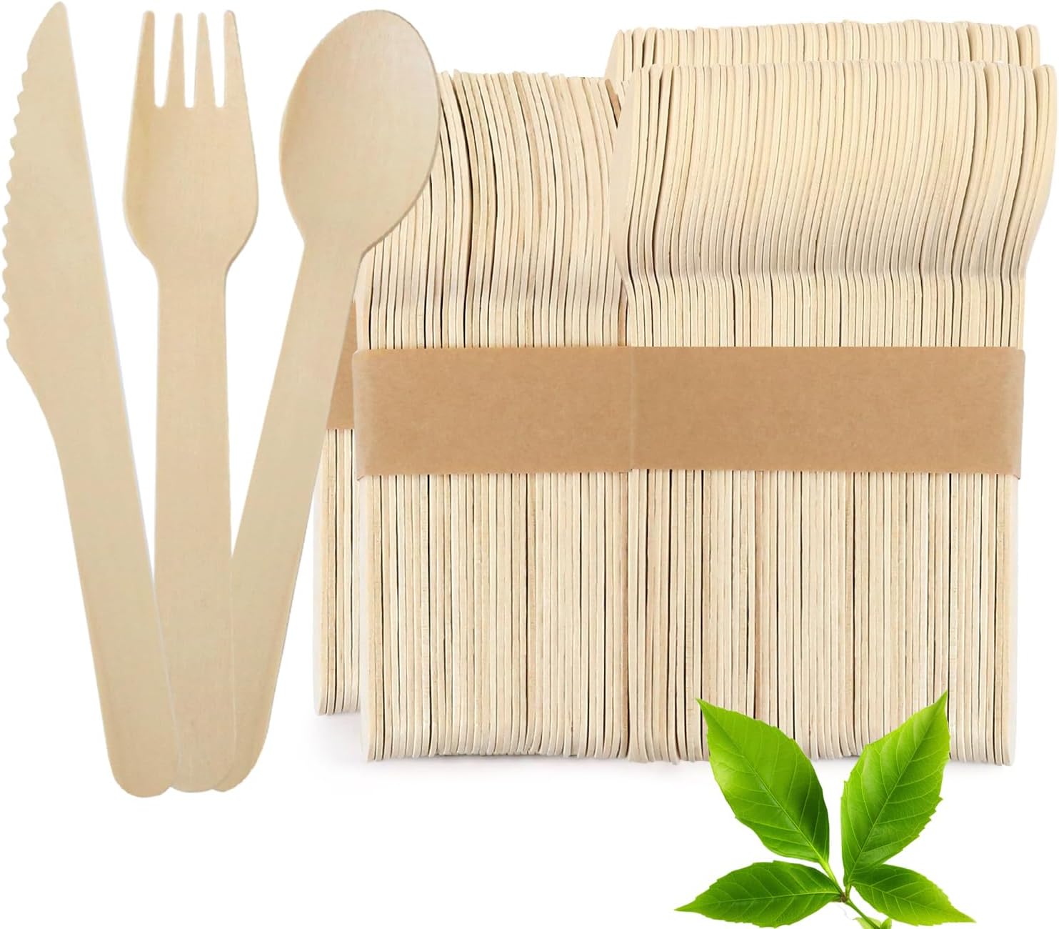 Amazon.com: Greenly Wood 200 Pack Disposable Wooden Utensils Set | All ...