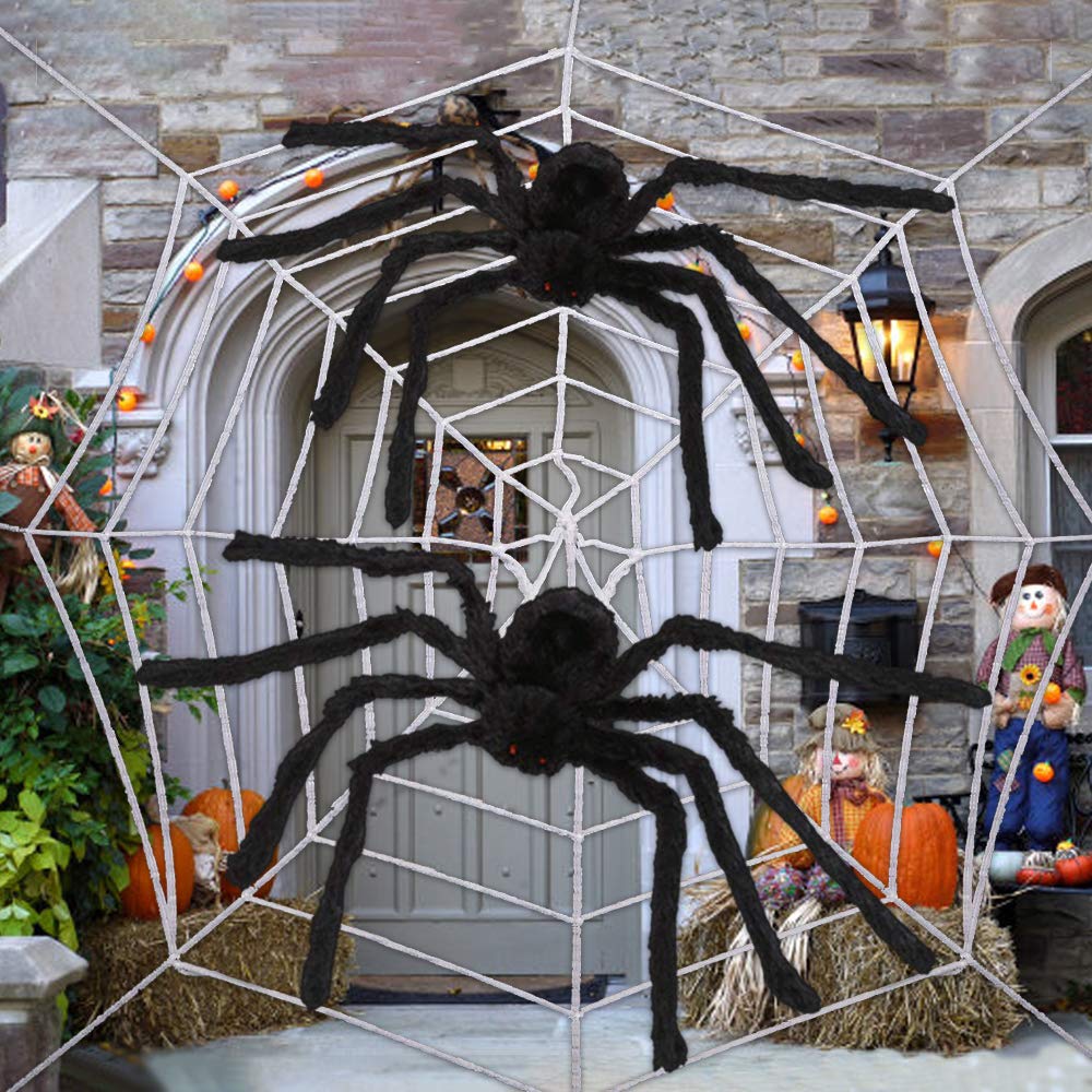 Halloween Spider Decorations 12 Ft Giant Round Spider Weband Two ...