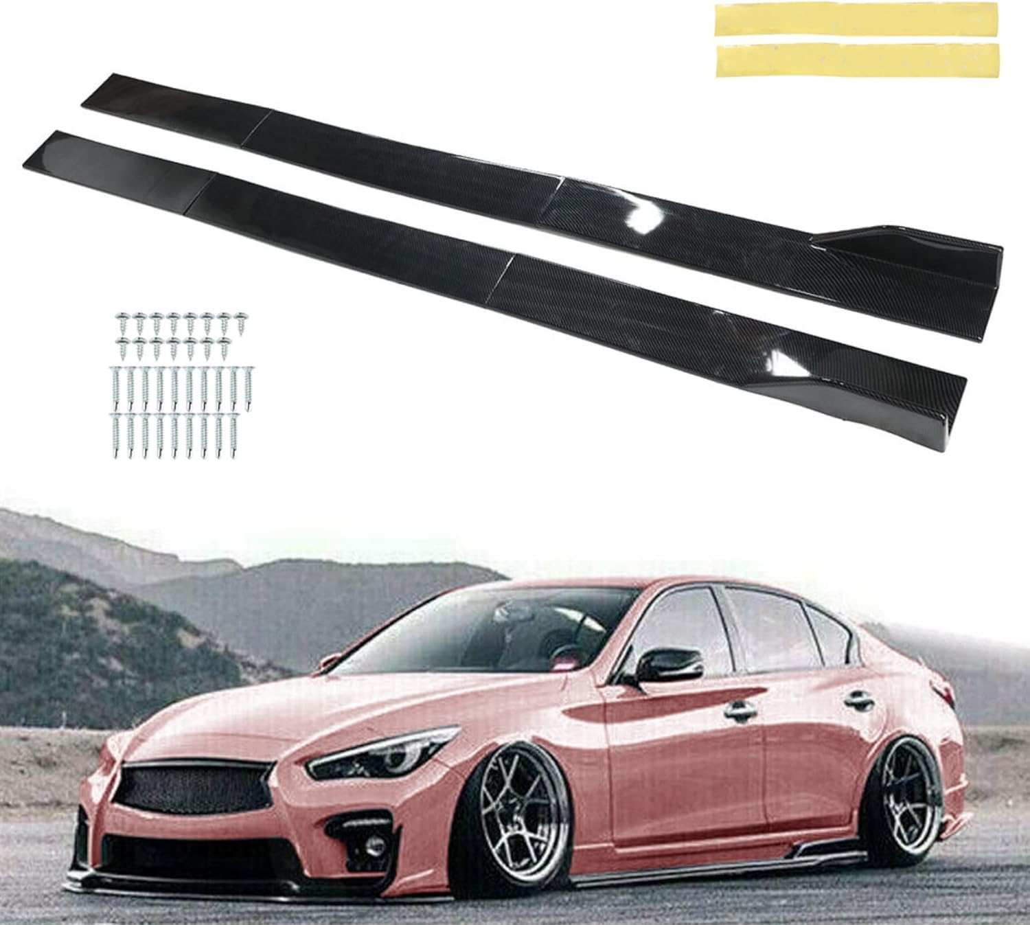 Amazon.com: Black 86.6 Inch Side Skirt Kit Replacement for Q50 Q60 Q70 ...