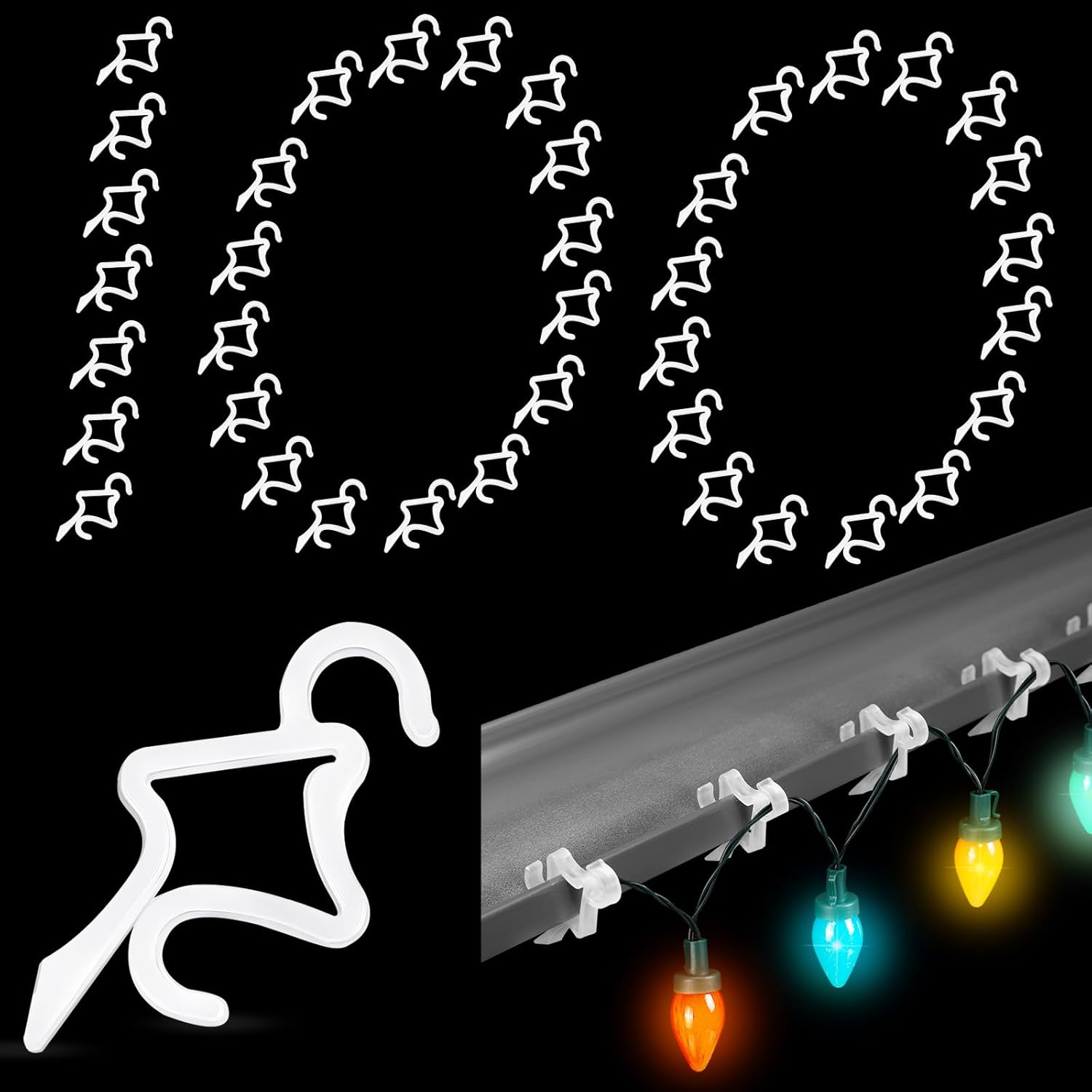 Amazon.com: Colingmill 100 Pcs Christmas Light Clips Gutter Hooks for ...
