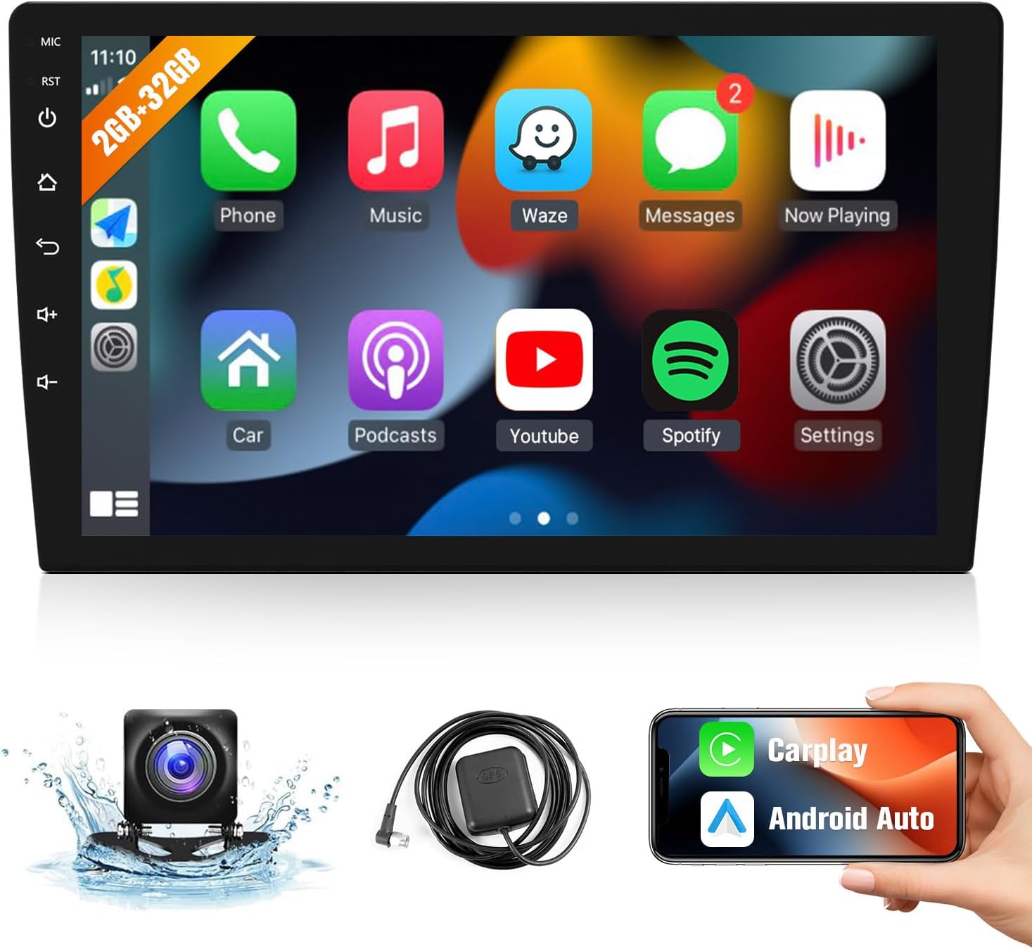 Amazon.com: PLZ 10.1" Wireless Single Din Car Radio Stereo with Apple ...
