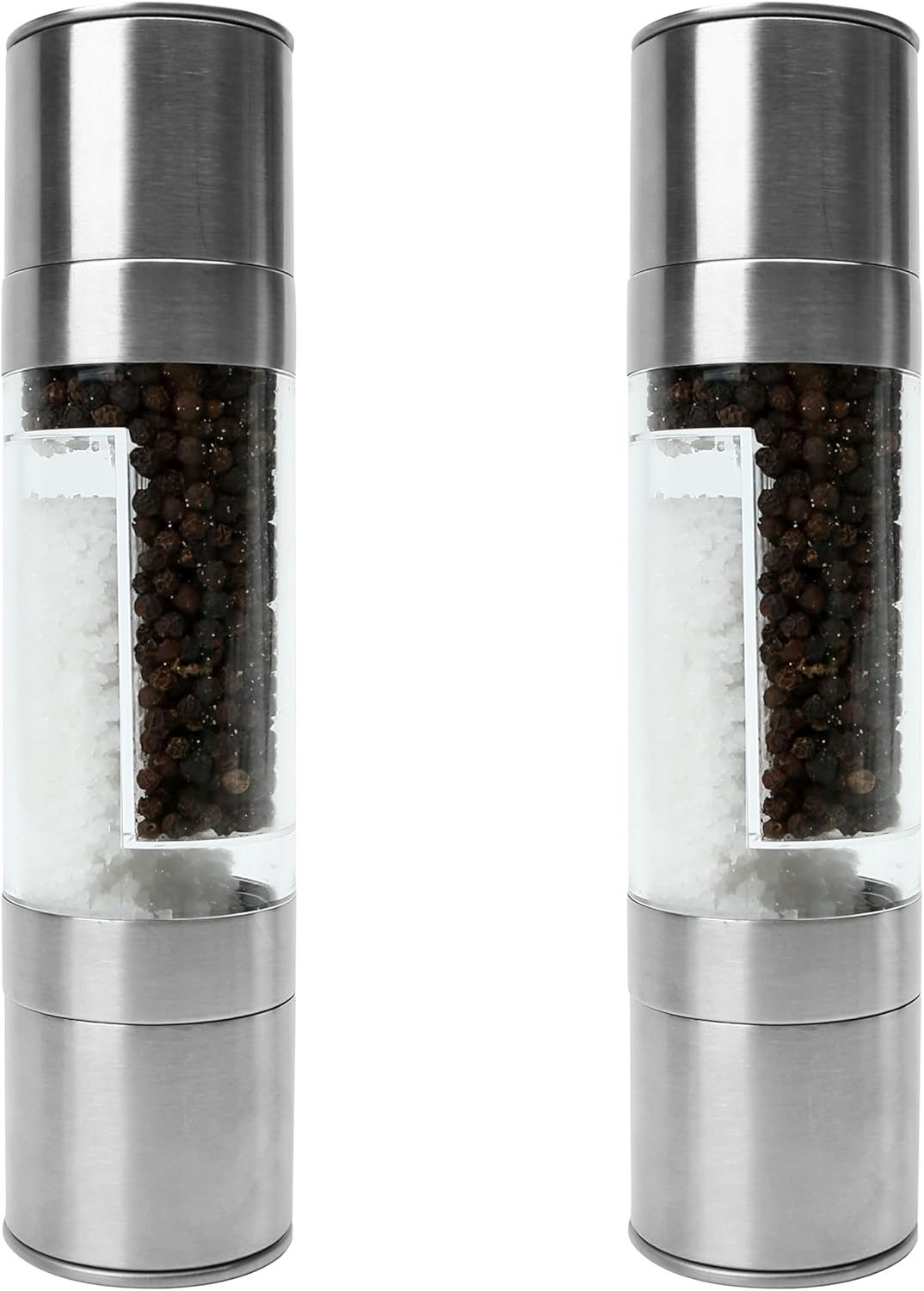 Amazon.com: 2PCS 2 in 1 Salt and Pepper Grinder Adjustable Coarseness Stainless Steel Mill for ...
