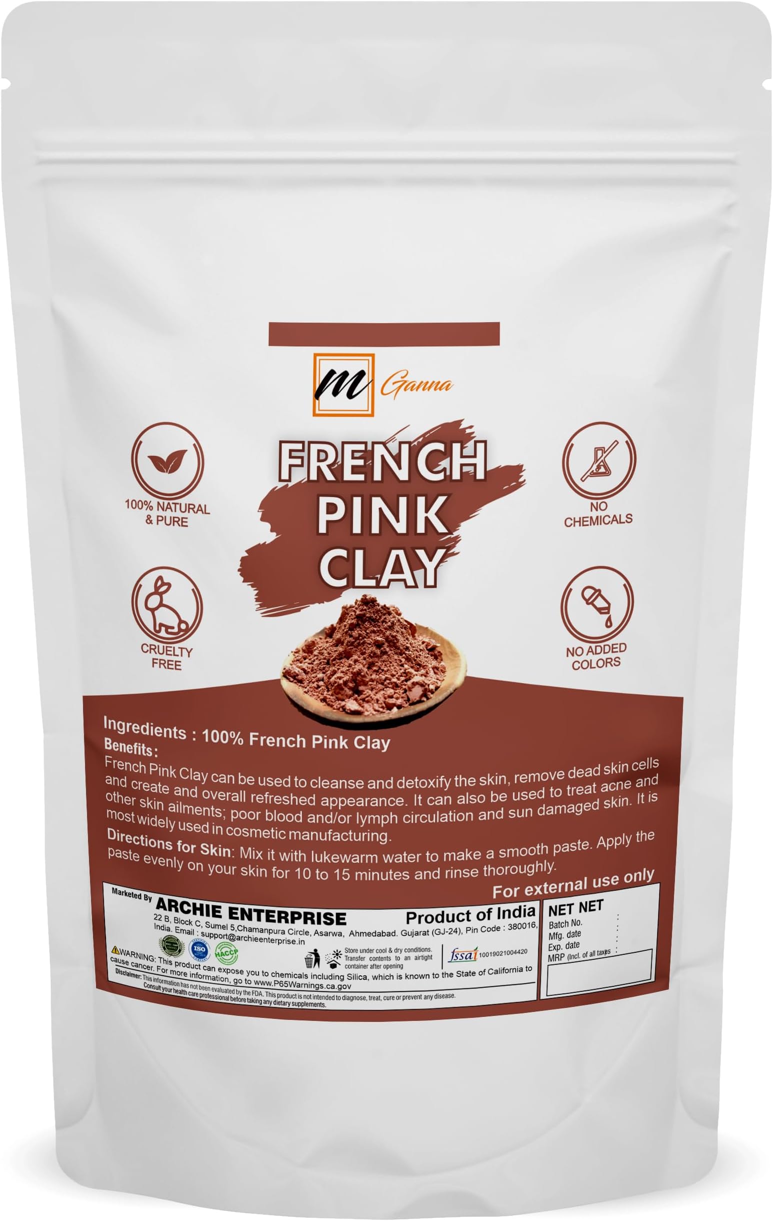 Amazon.com : GreenHealth French Pink Clay Powder, 3 oz - Detoxifying ...