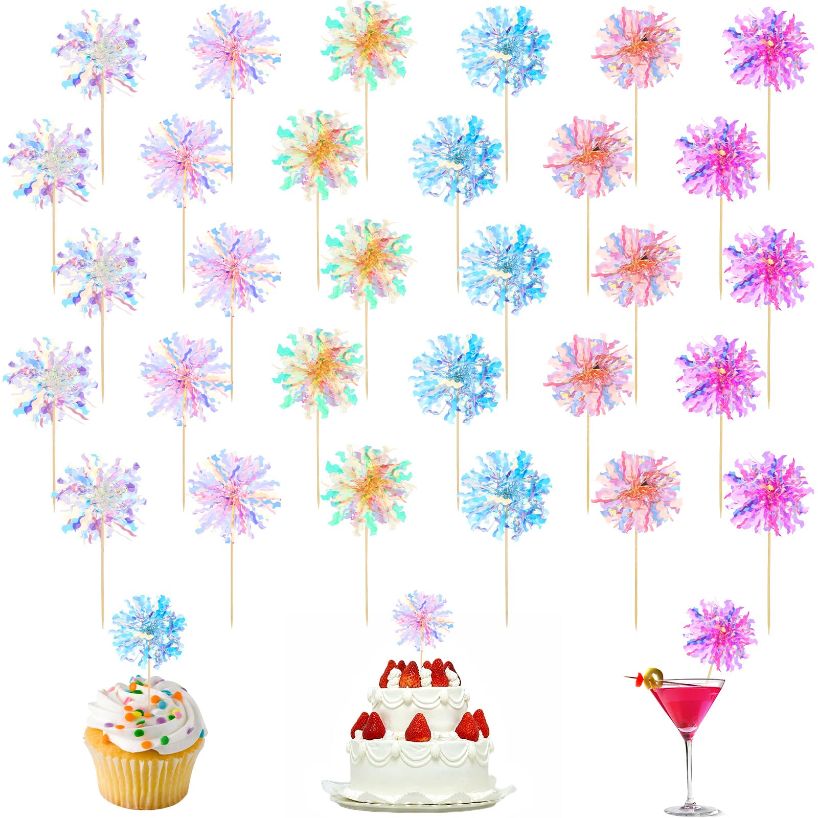 Amazon.com: Giantree Firework Cupcake Toppers, Foil Frill Toothpick ...