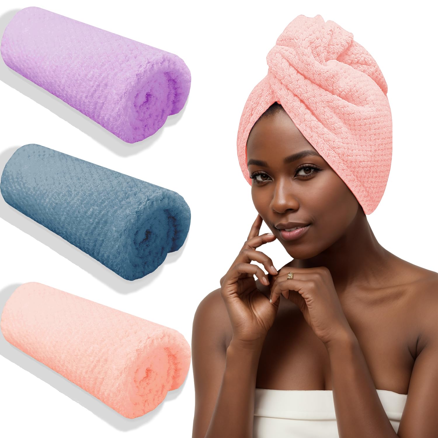 Amazon.com: YHPDYL 3 PCS Microfiber Hair Towel, Hair Wraps for Women ...