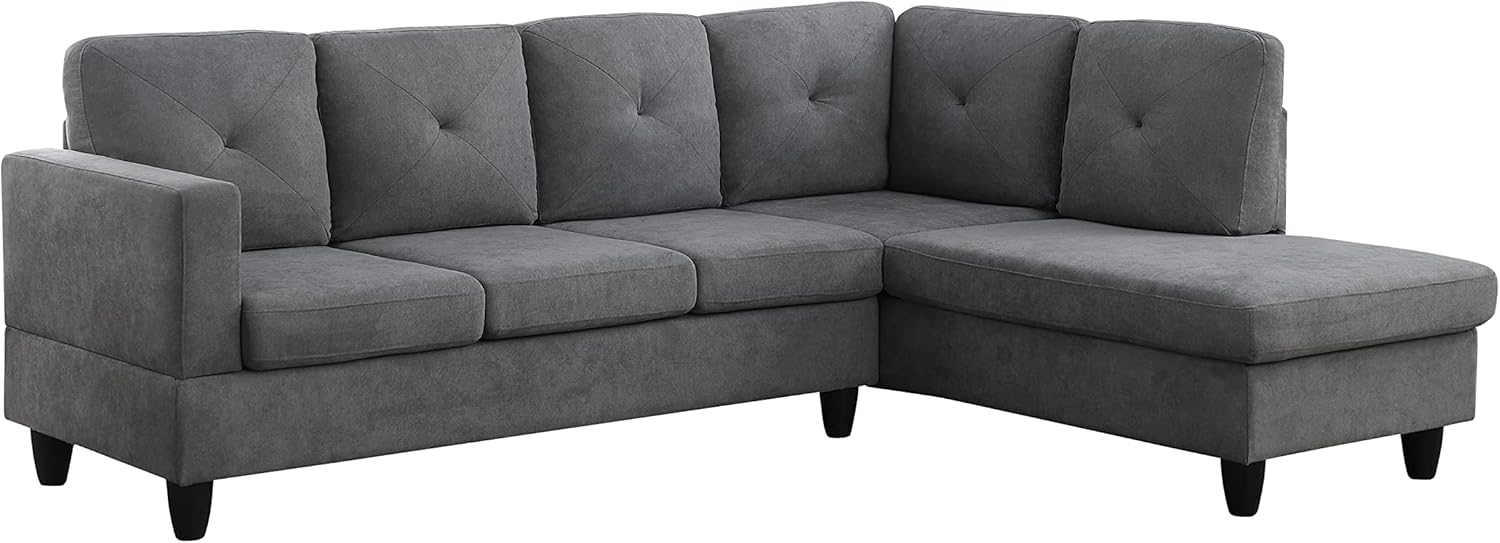 Lilola Home Ivan – Sofá seccional tejido gris oscuro con diván ...