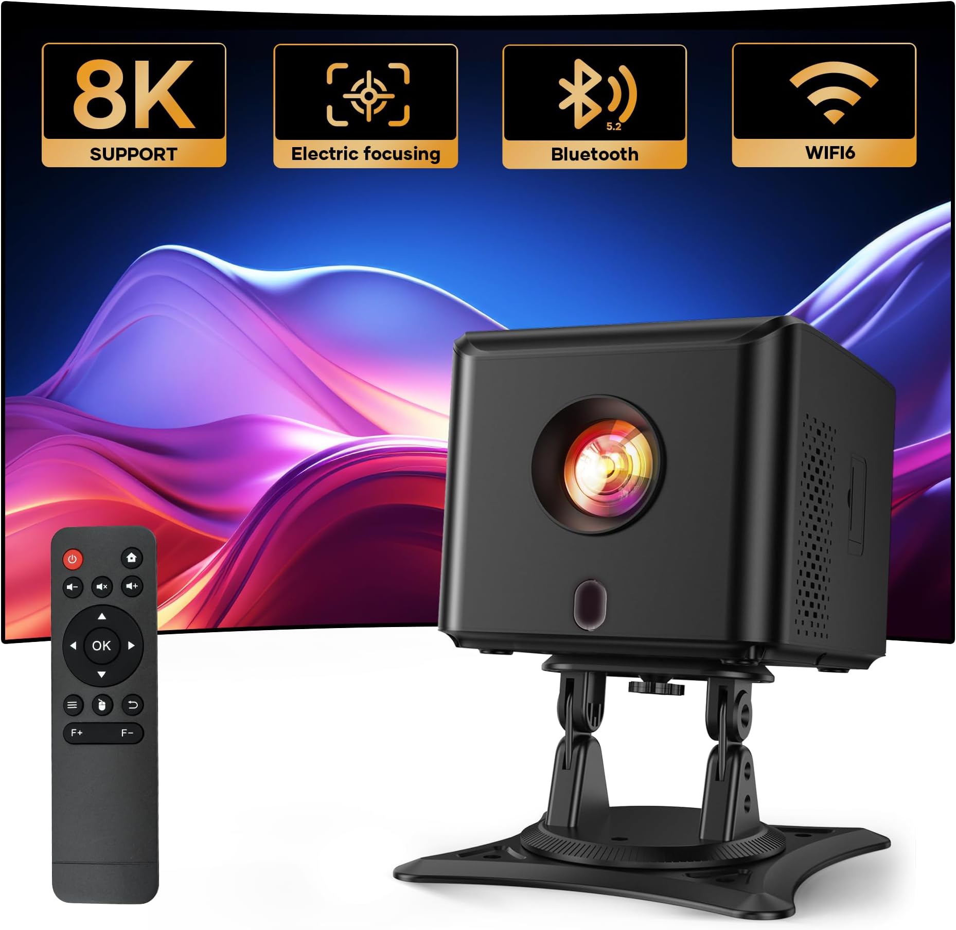 Amazon.com: [360° Adjustable Stand] 5G/2.4G WiFi Bluetooth Projector,4K ...