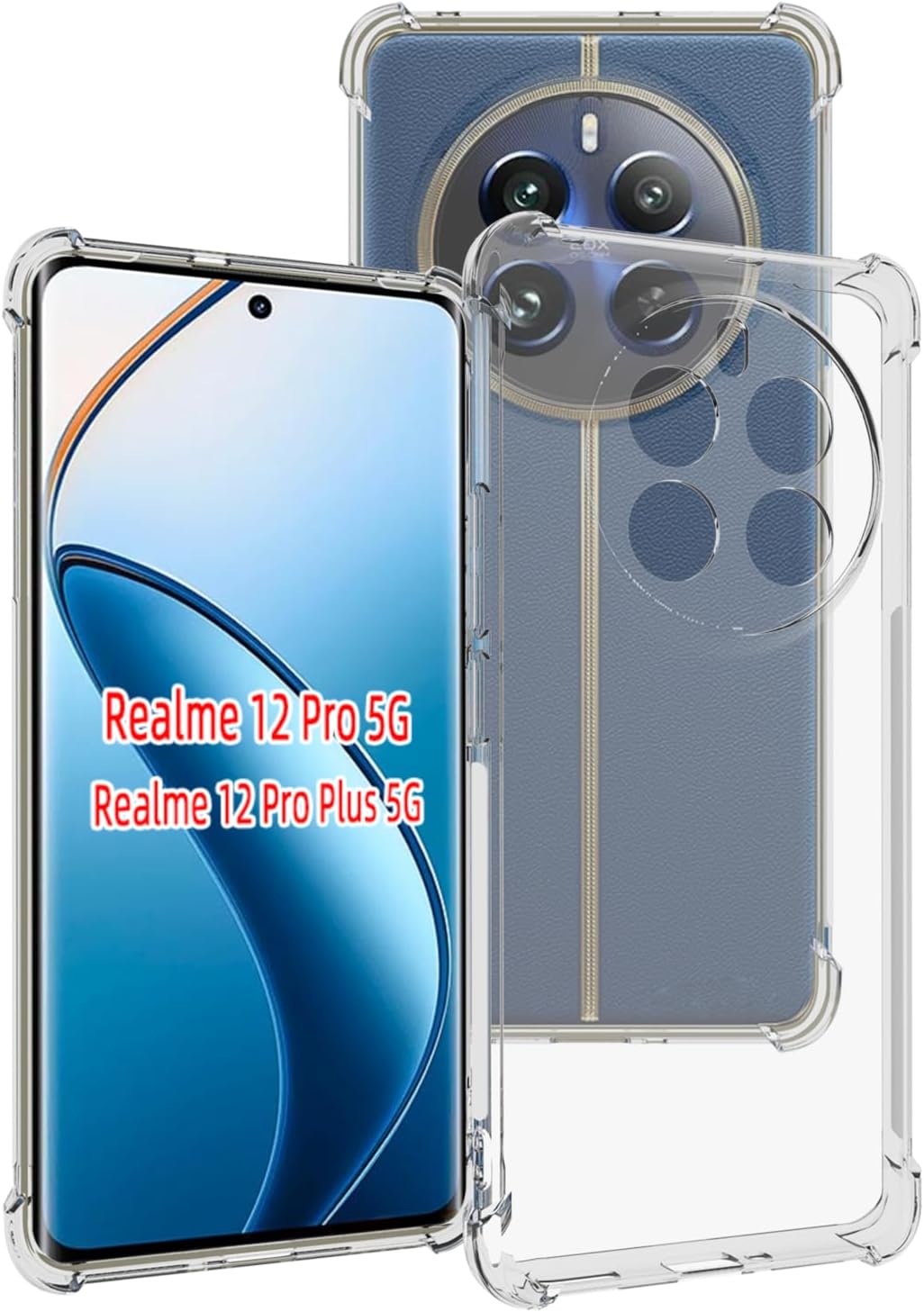 Amazon.com: USTIYA Case for Realme 12 Pro+ Pro Plus Clear TPU Four ...