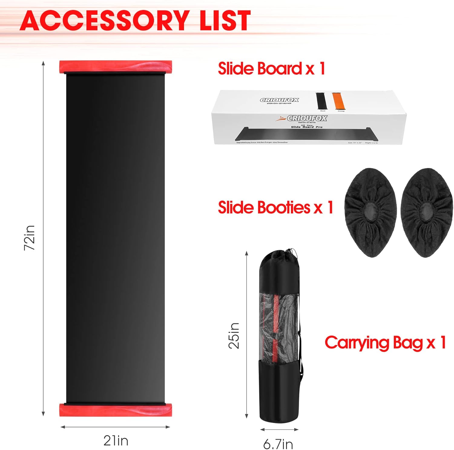 CRIOUFOX Slide Board (72″ L x 21″ W), Slide Board Pro for Exercise with ...