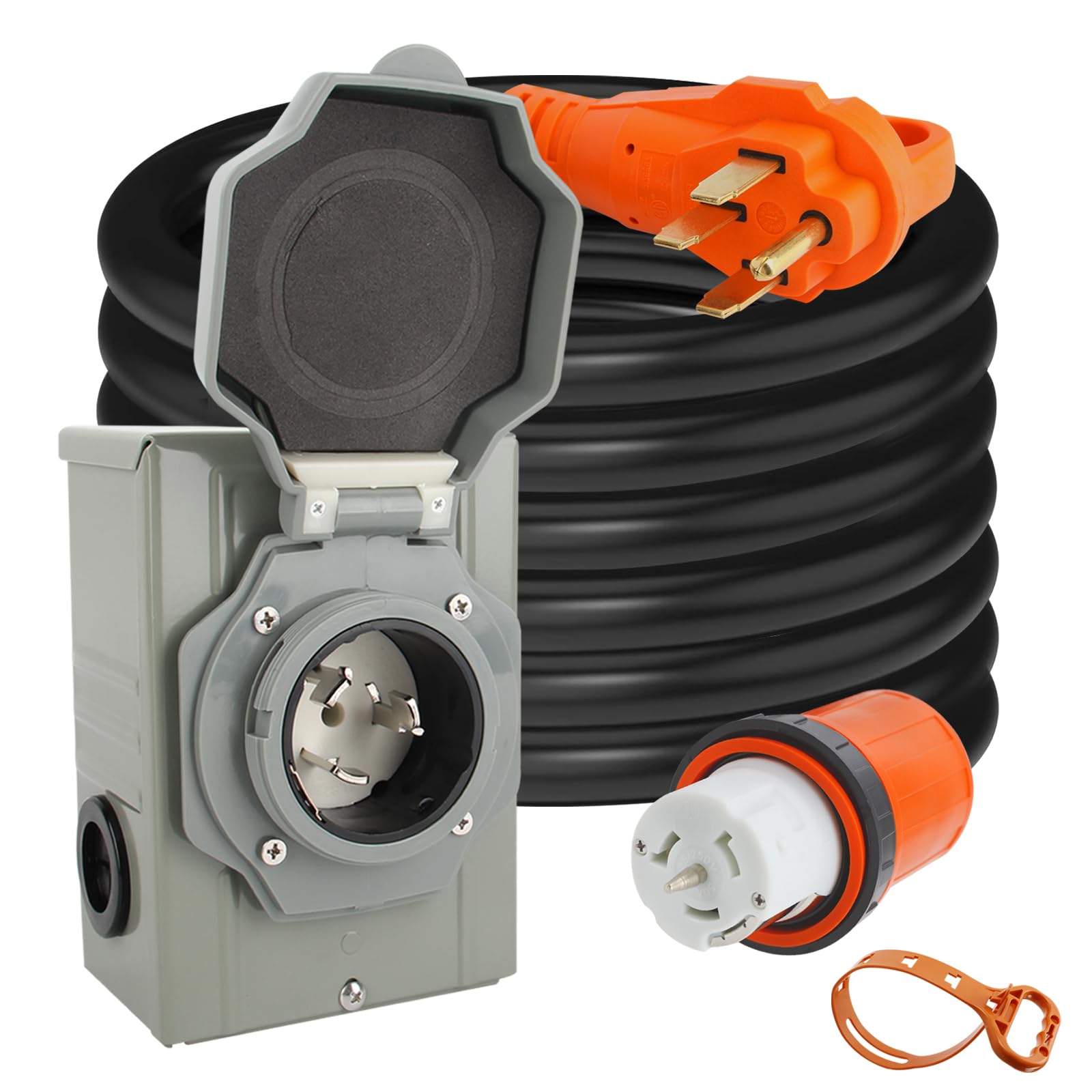 Afurkuot 25 FT Generator Cable and 50 Amp Power Inlet Box House ...
